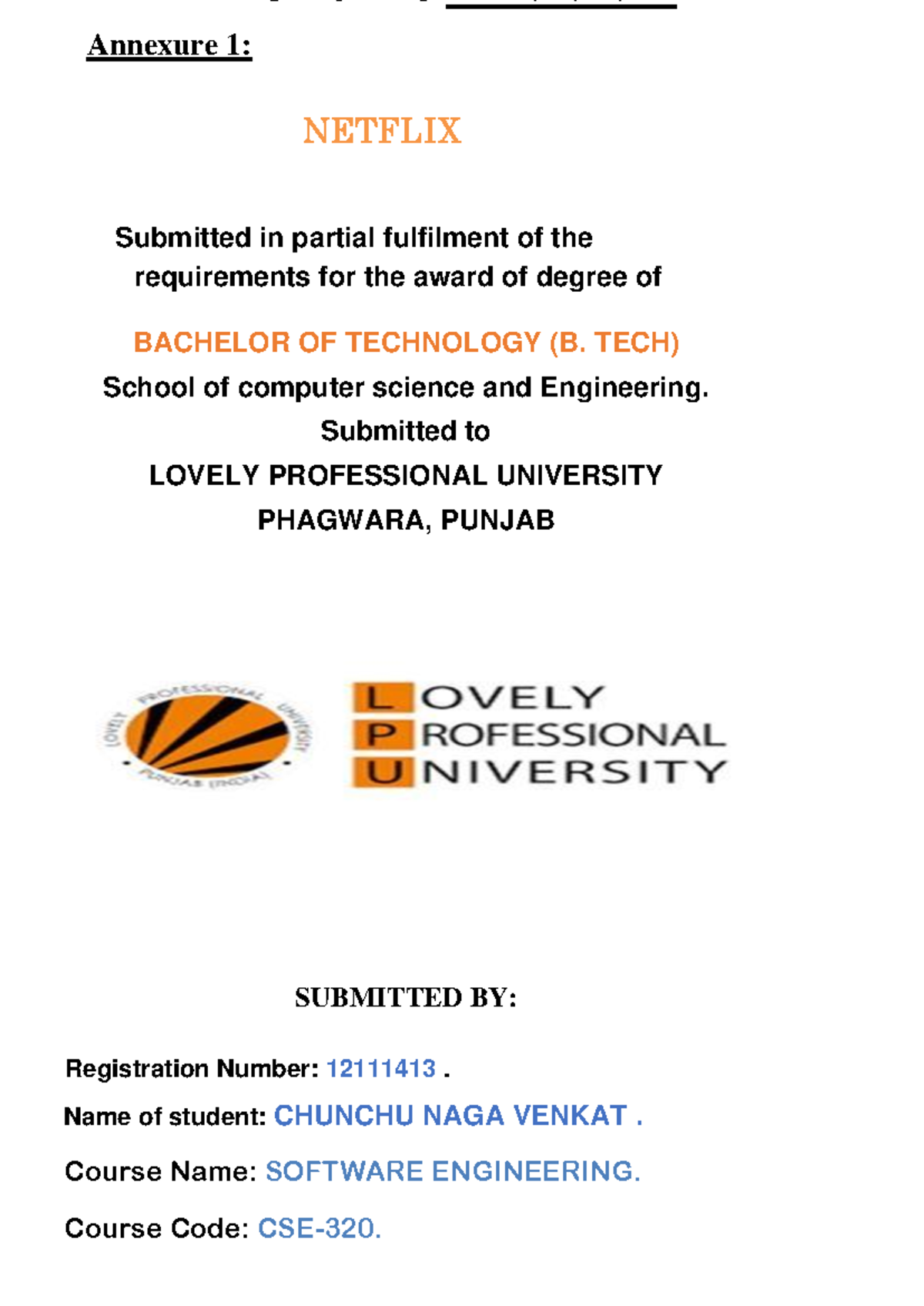Netflix WORD - gjghf - lOMoARc Annexure 1: Annexure 1: NETFLIX ...