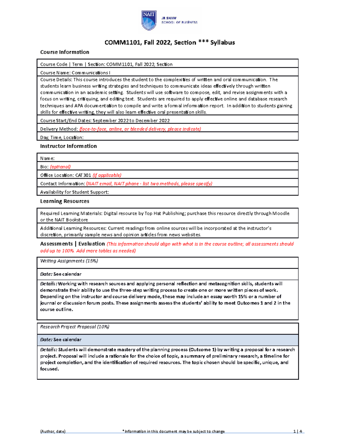 COMM1101 Jrssb Syllabus Template 2022-23 - Course Information Course ...