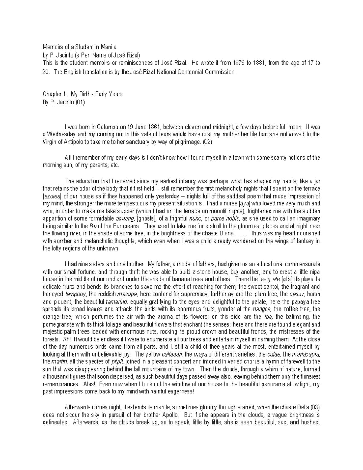 01 Memoirs of a Student in Manila Chap 1-2 - Memoirs of a Student in ...