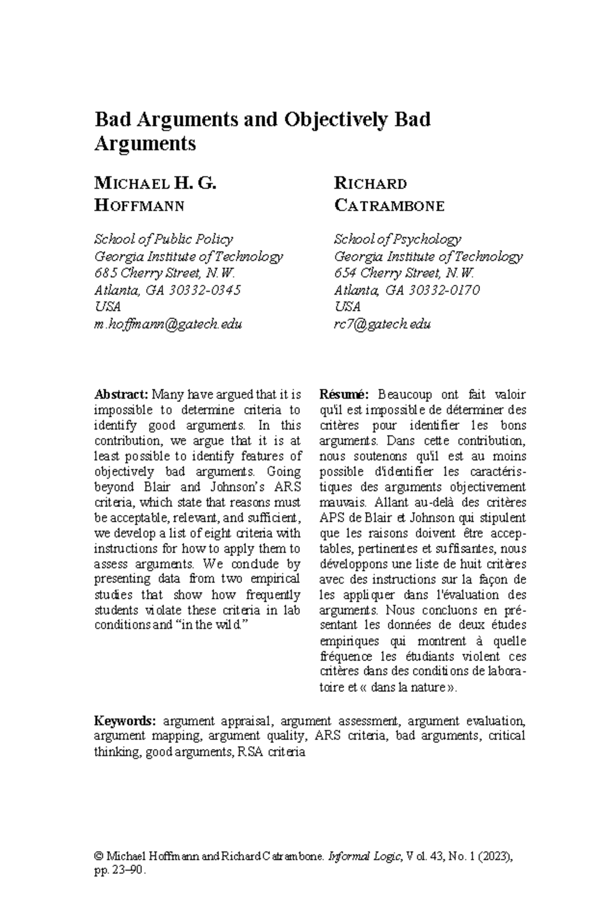 Bad Arguments and Objectively Bad Arguments - © Michael Hoffmann and ...