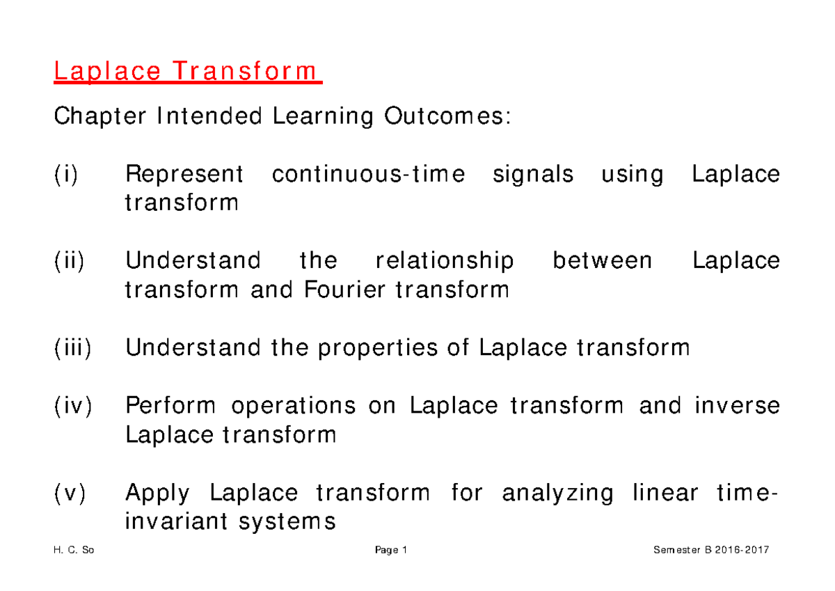 Laplace Problem Solutions - Laplace Transform Chapter Intended Learning ...