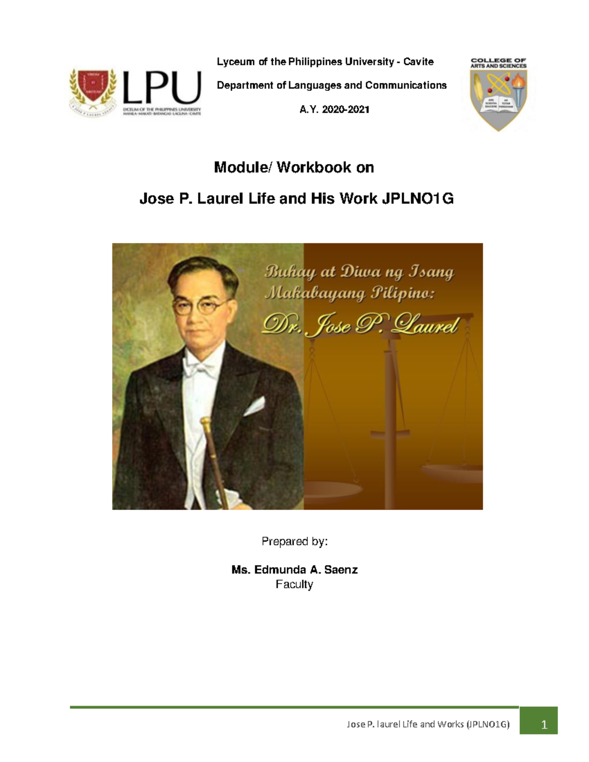 JPL Lesson 1 - Lecture notes 1-3 - Lyceum of the Philippines University ...