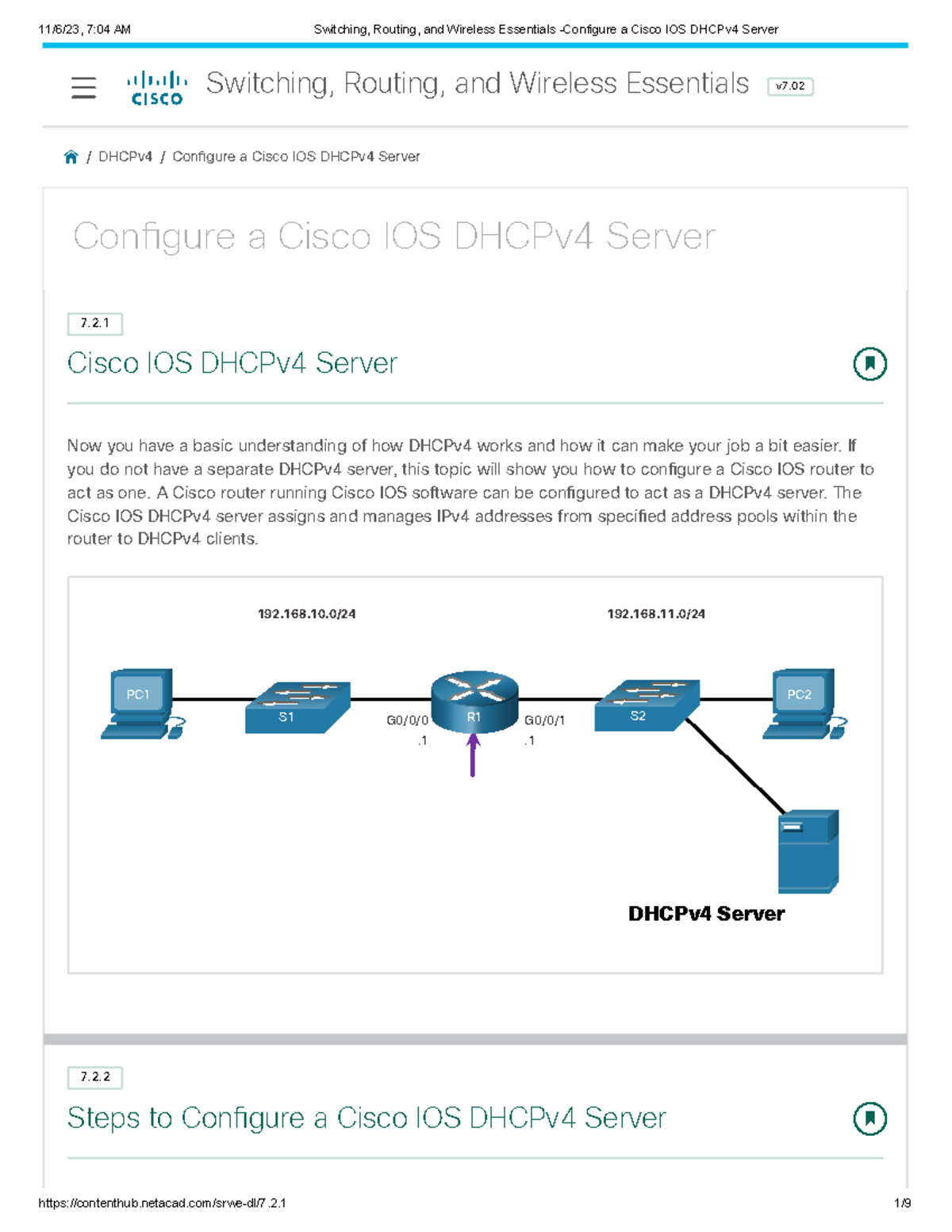 Switching Routing And Wireless Essentials Configure A Cisco Ios Dhcpv 4 Server Dhcpv4