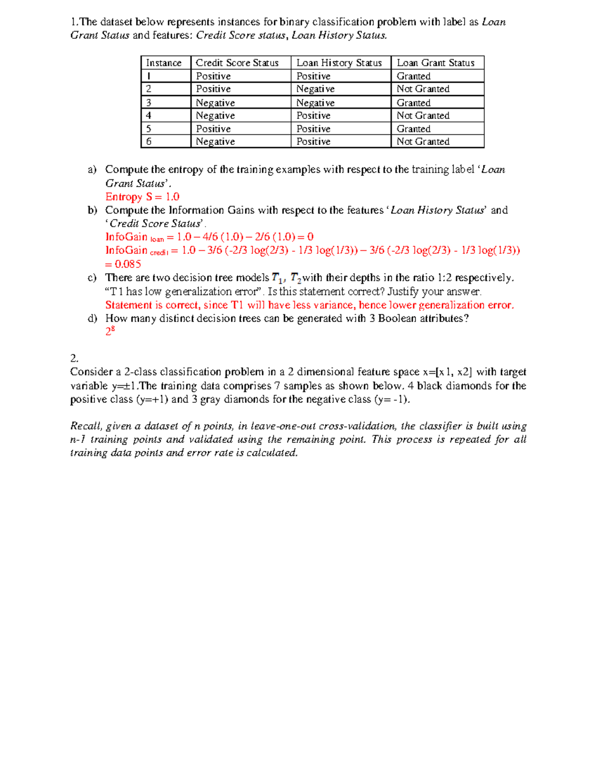 Samplequestions - Machine learning notes - 1 dataset below represents ...