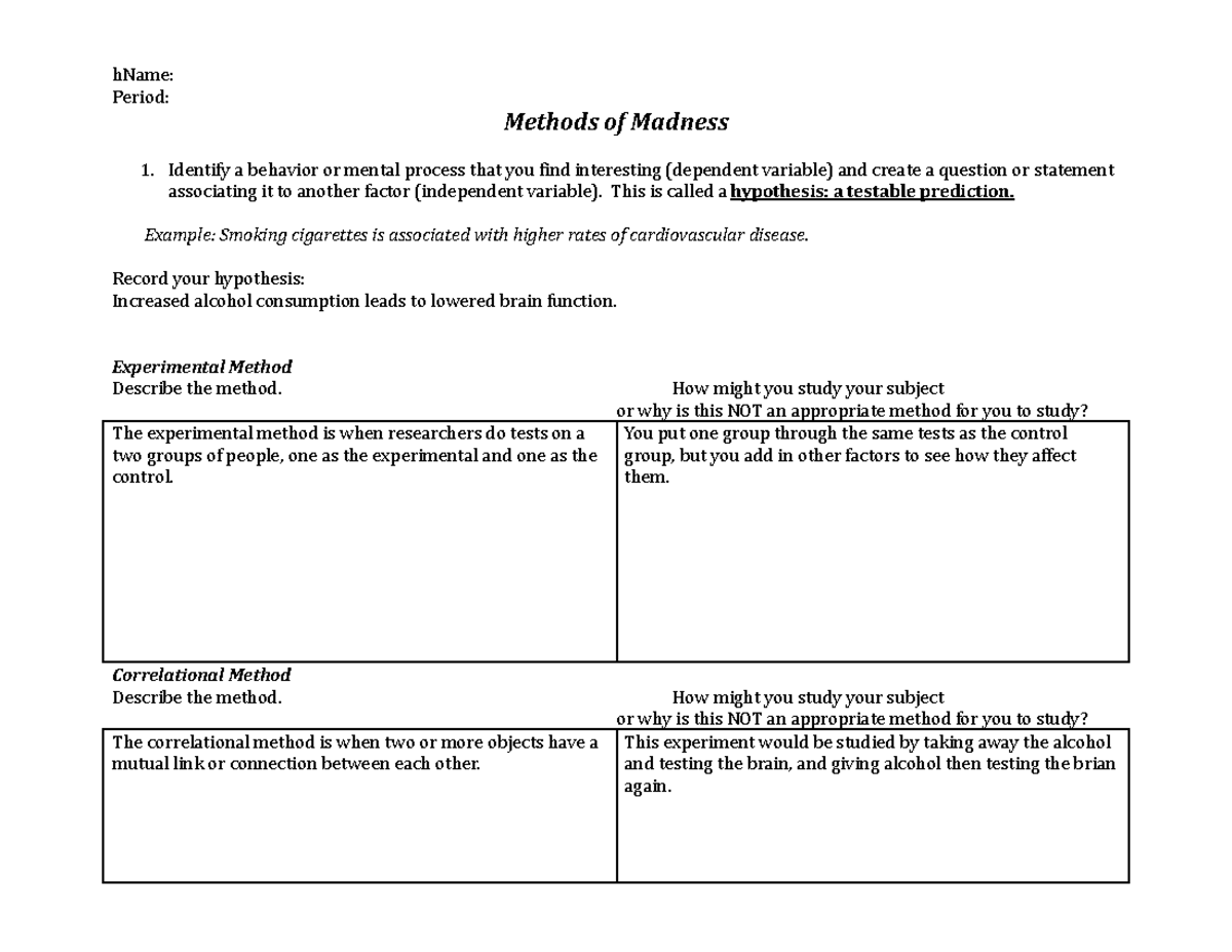 Methodtypes - methods of research in psychology - hName: Period ...