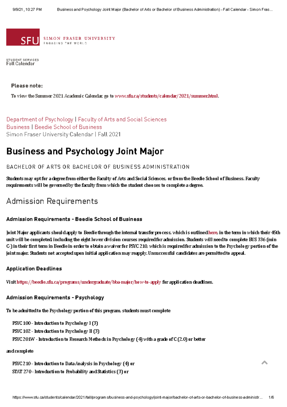 Business and Psychology Joint Major (Bachelor of Arts or Bachelor of ...