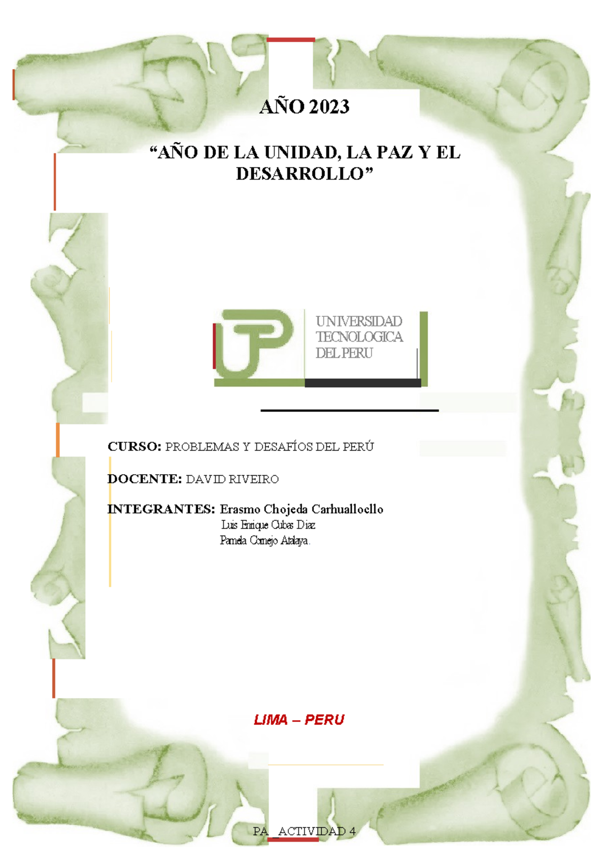 Gobierno de fujimori - AÑO 2023 “AÑO DE LA UNIDAD, LA PAZ Y EL ...
