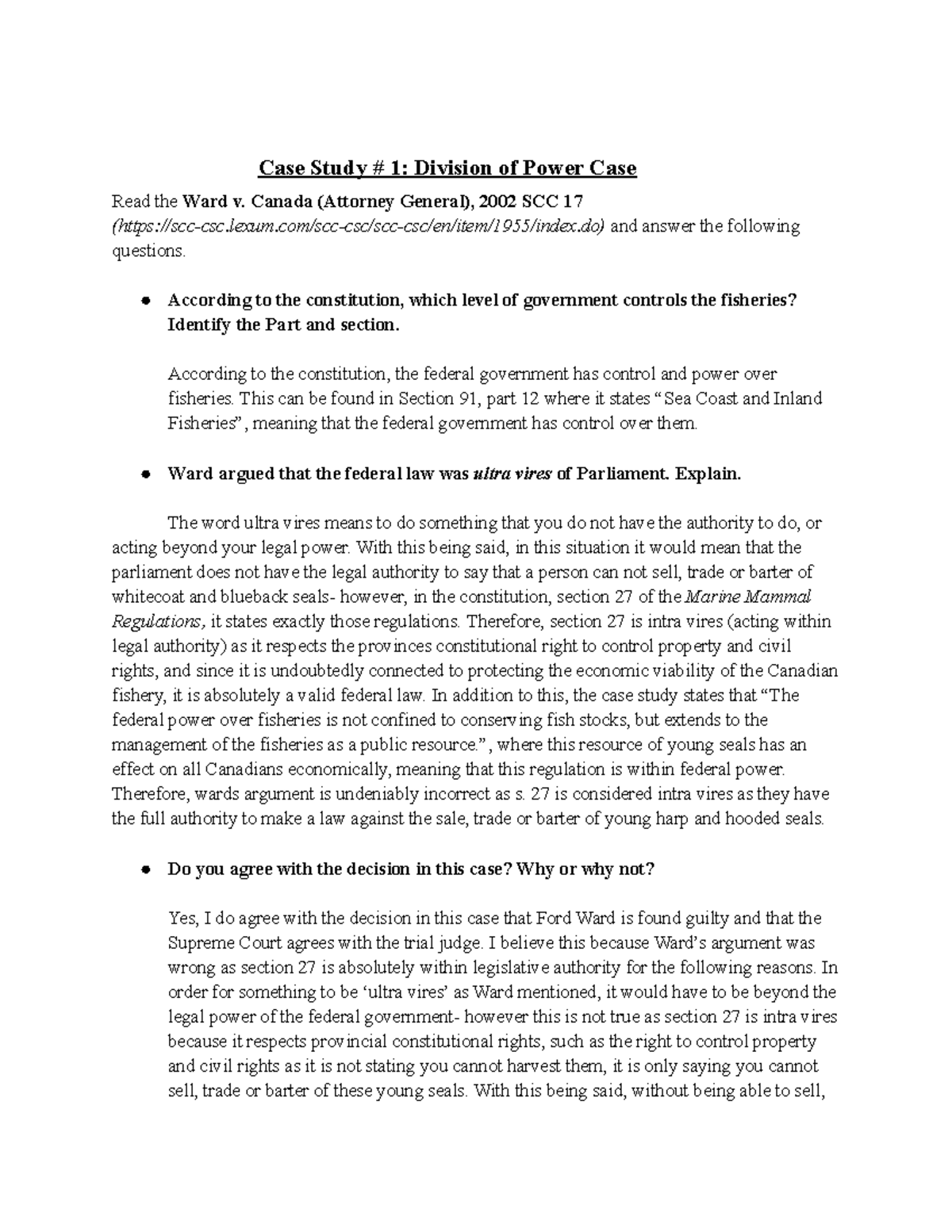 Untitled document - yep - Case Study # 1: Division of Power Case Read ...