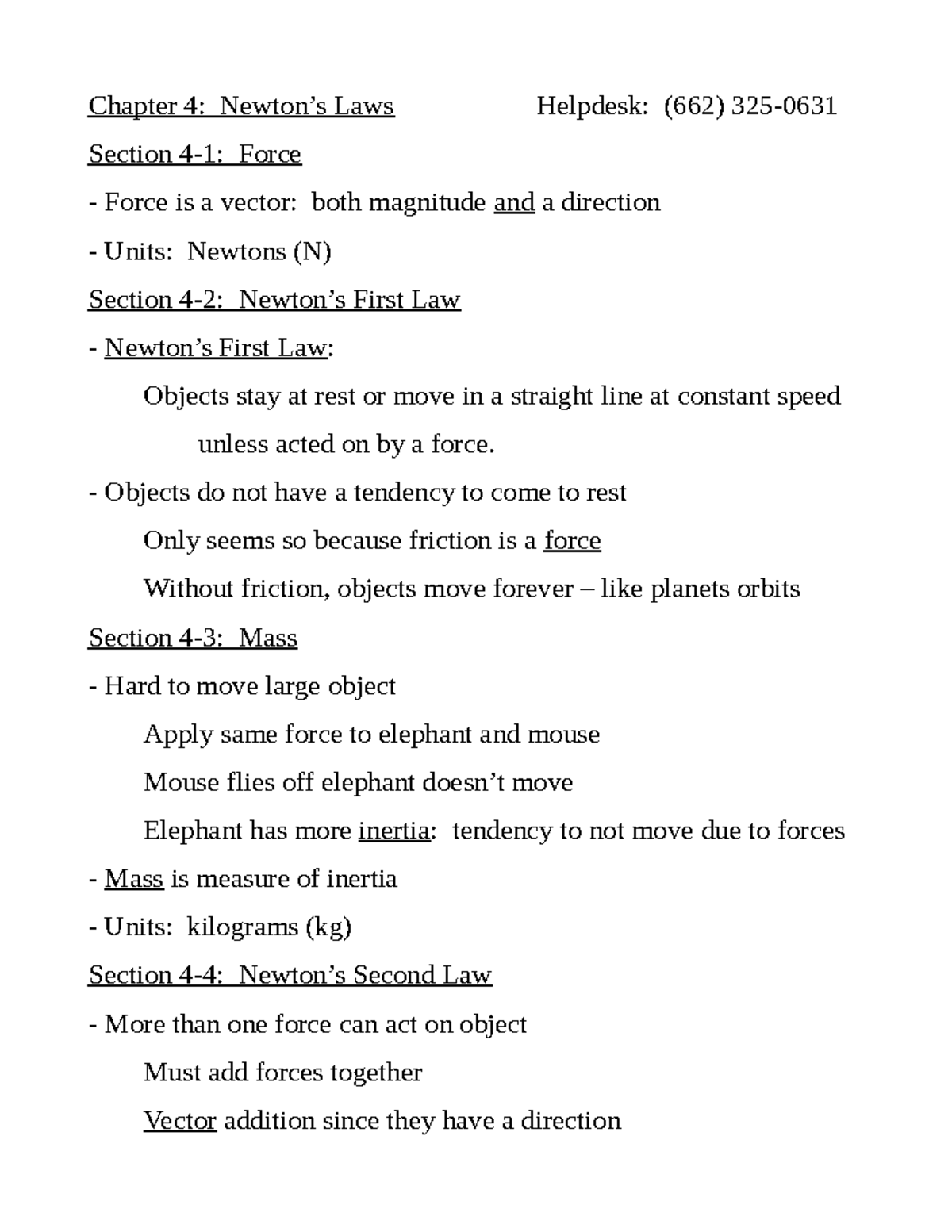 Chapter 4 gen phys - Robert Wagner Lecture Materials - Chapter 4 ...