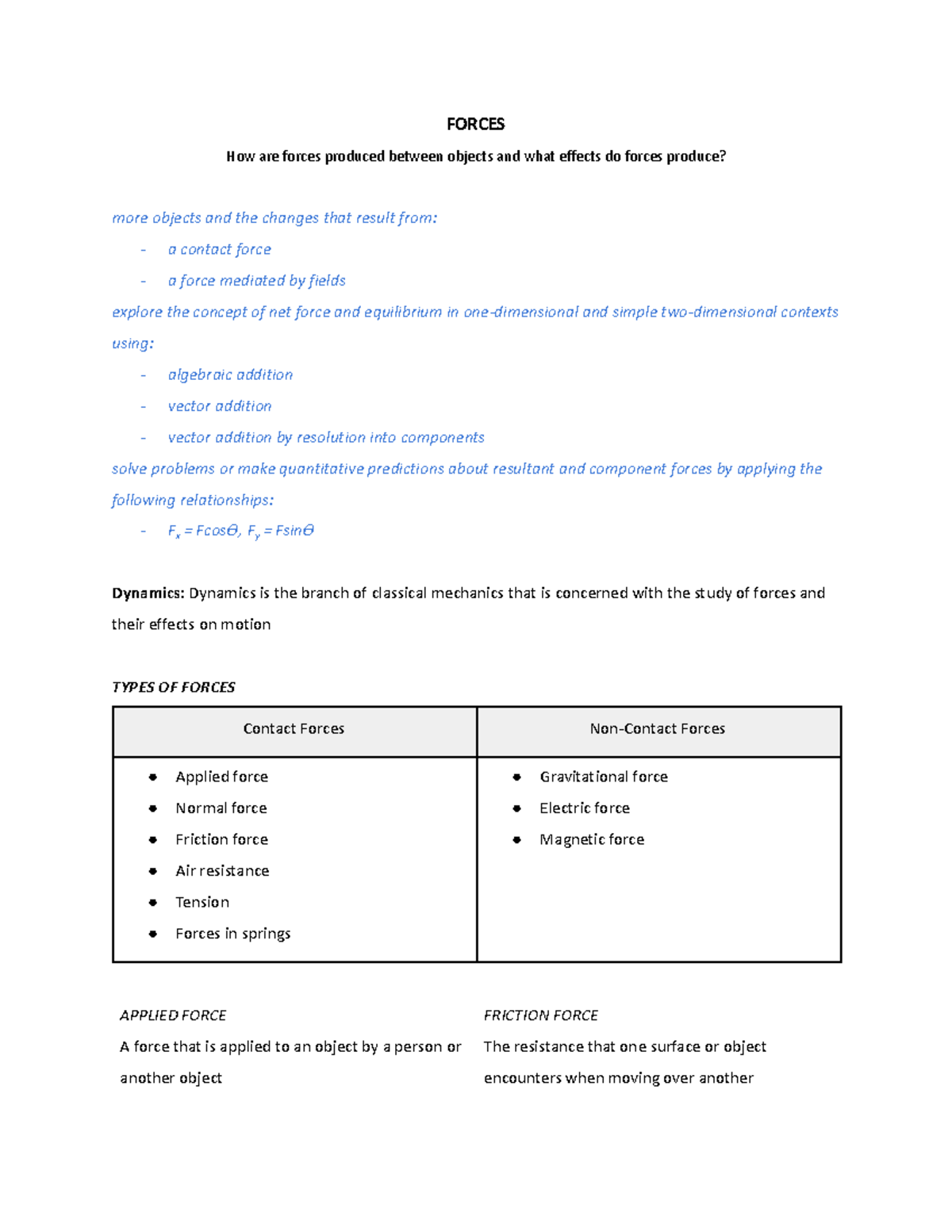 PH11 Module 2 Dynamics - FORCES How are forces produced between objects ...