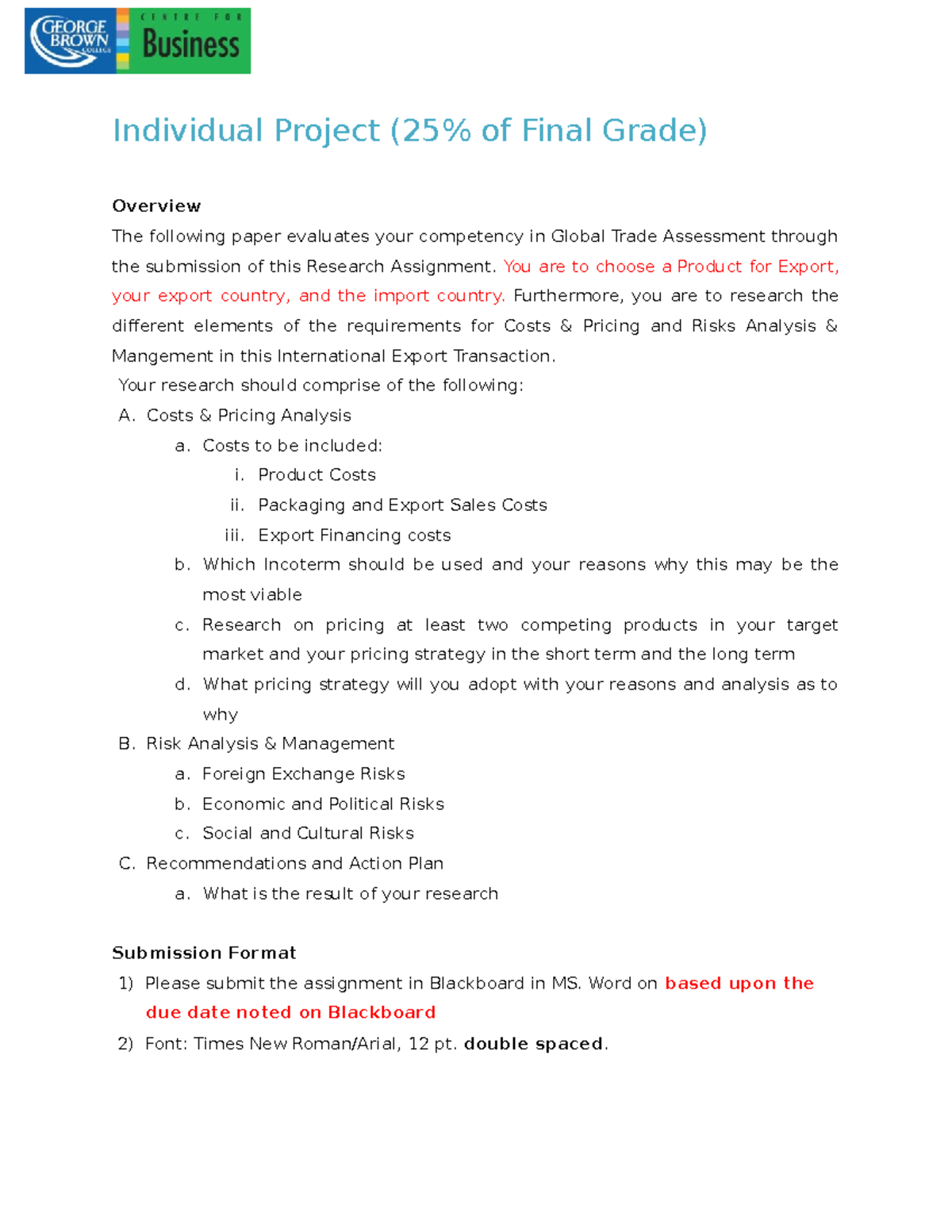 1. Individual Research Project - Individual Project (25% of Final Grade ...