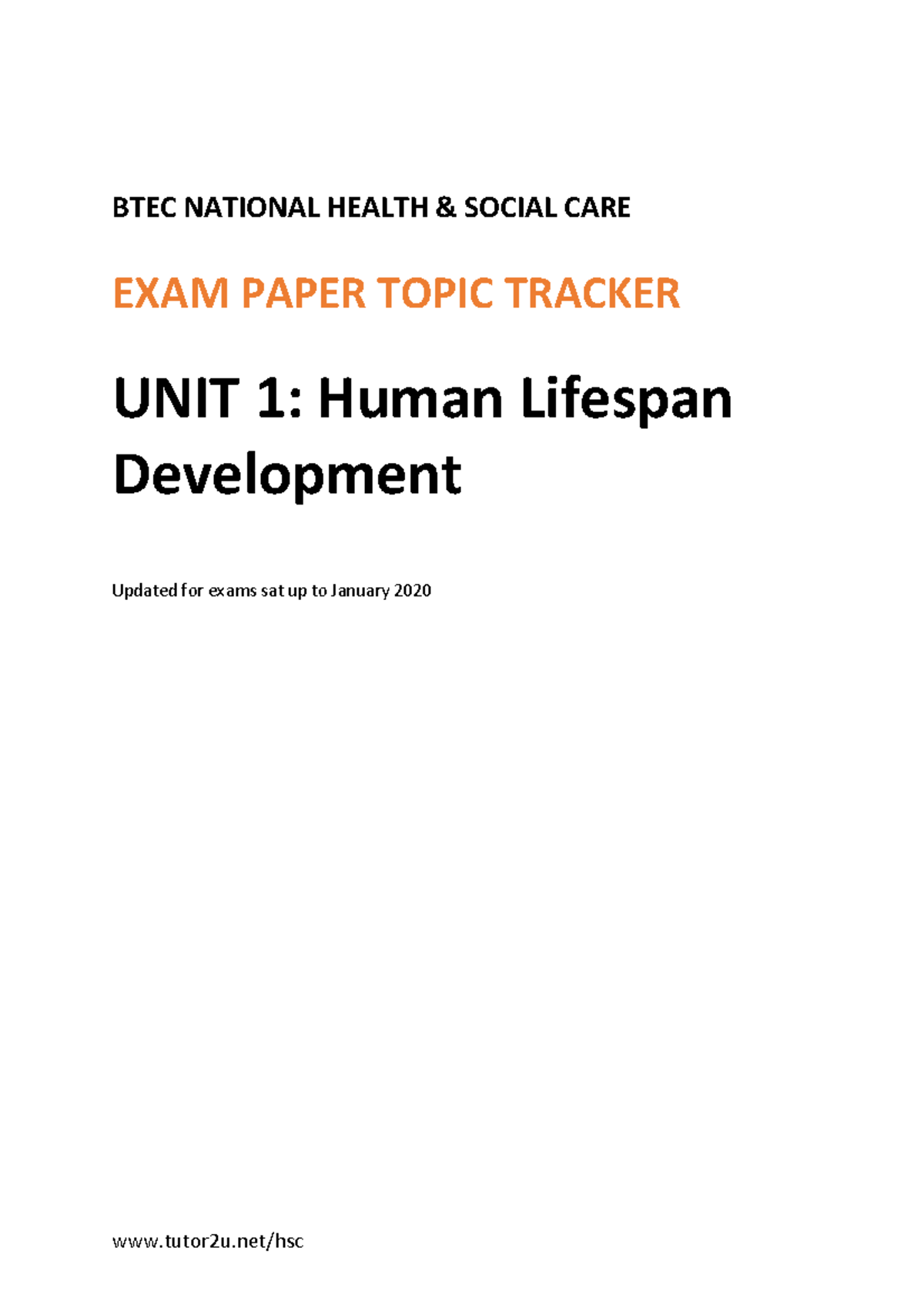 HSC-Unit-1-Exam-Topic-Tracker-V1 - BTEC NATIONAL HEALTH & SOCIAL CARE ...