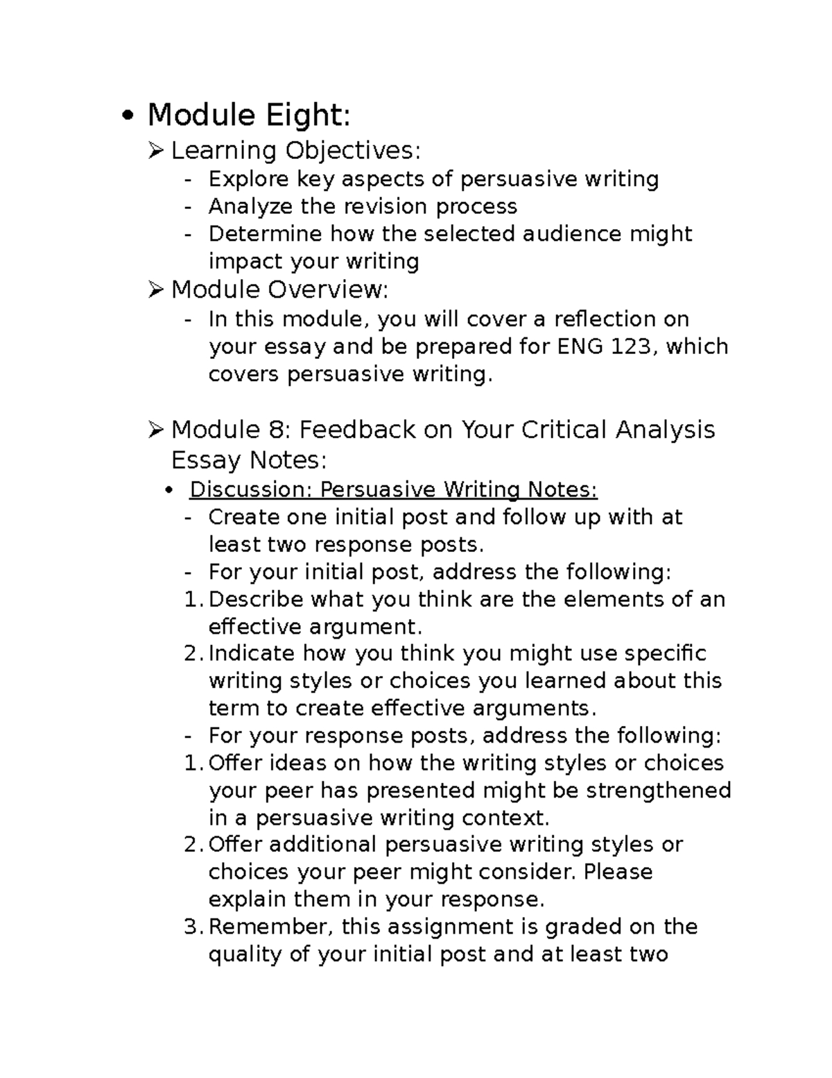 Module Eight English COMP. Notes - Module Eight: Learning Objectives ...