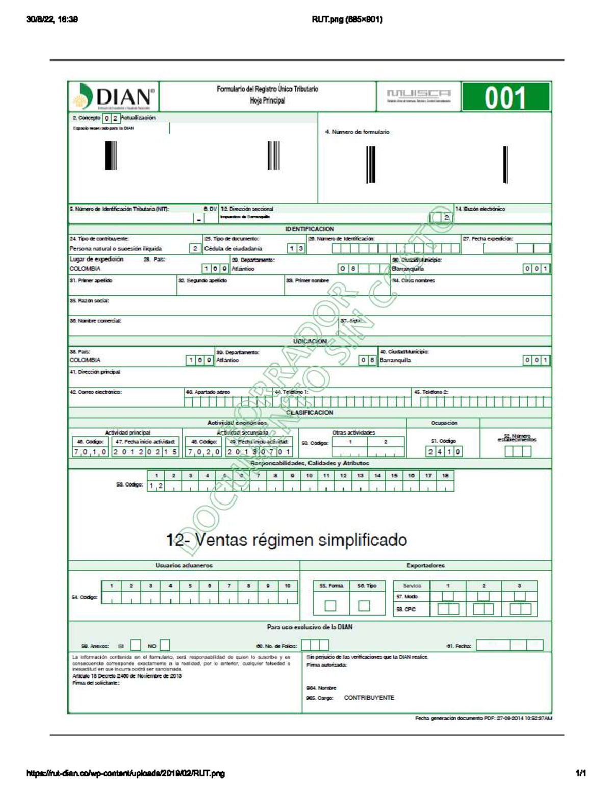 Rut 6 - documento contable rut oma 323 de herrera - tecnologo gestion ...