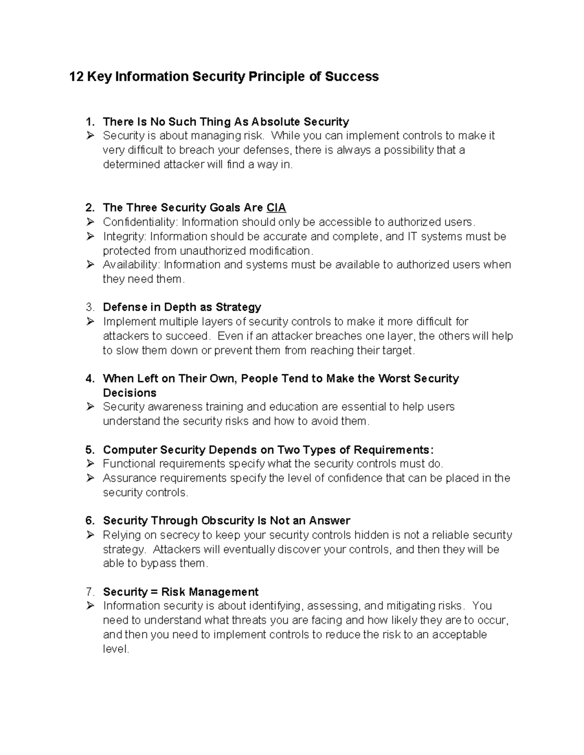 12 Key Security Principle of Success - 12 Key Information Security ...