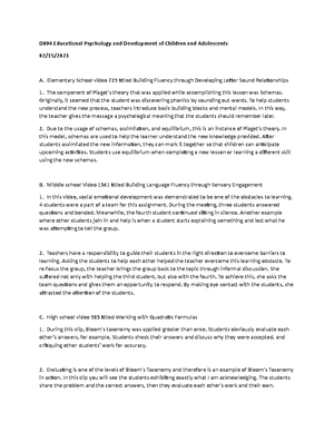 D094 - WGU - Educational Psychology and Development of Children ...