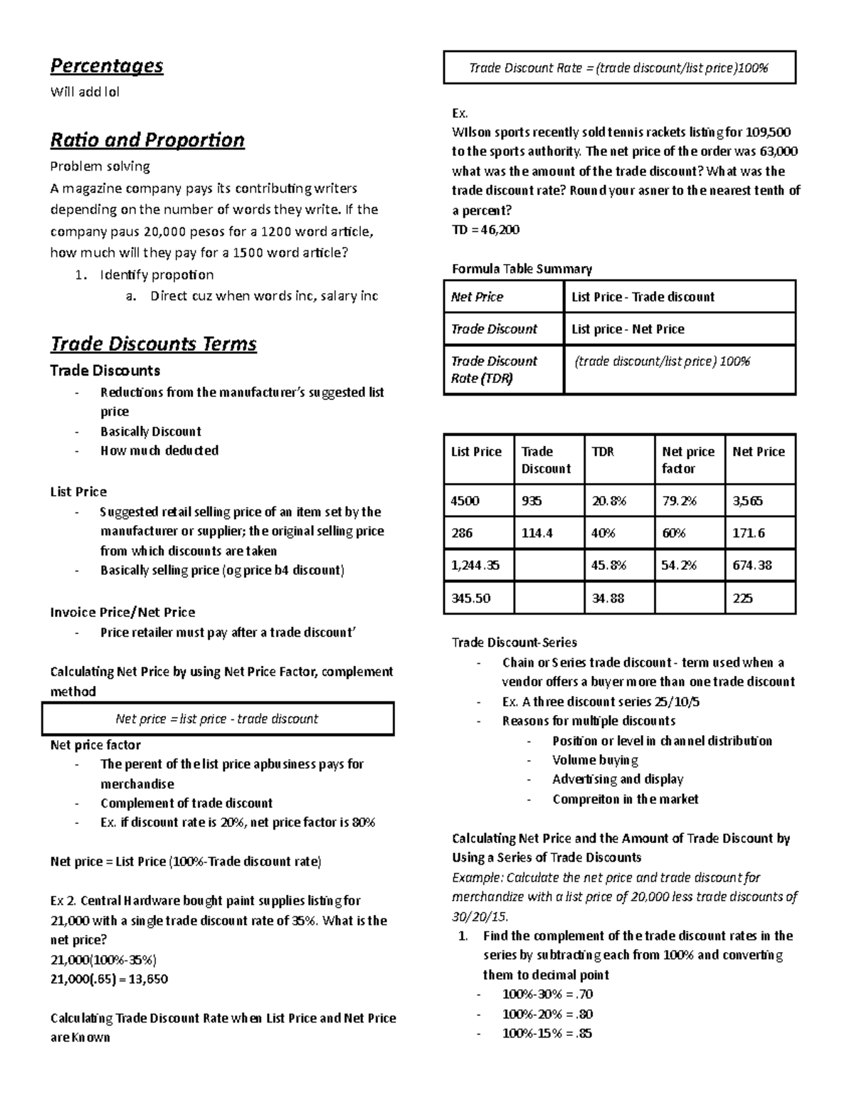 Bus Math DK - Busmath - Percentages Will add lol Ratio and Proportion ...
