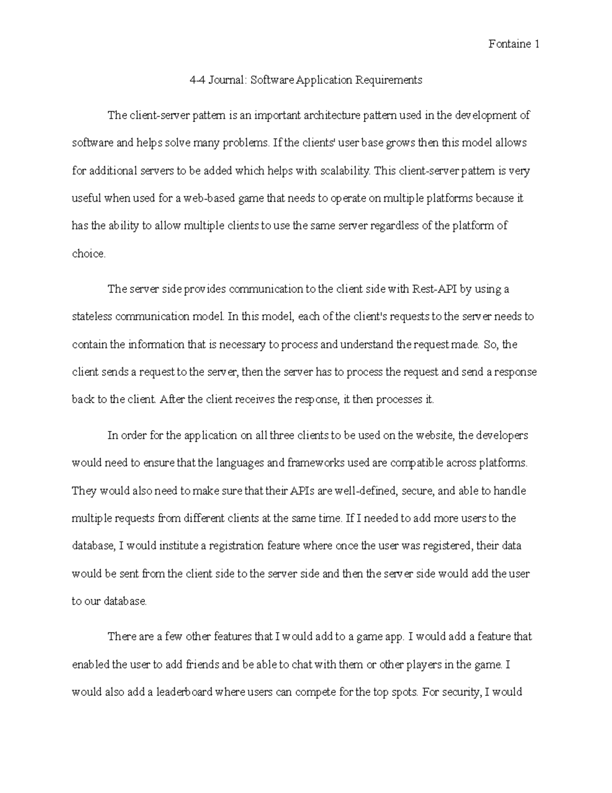 CS-230 Module 4-4 Journal - Fontaine 1 4-4 Journal: Software Application Requirements The - Studocu