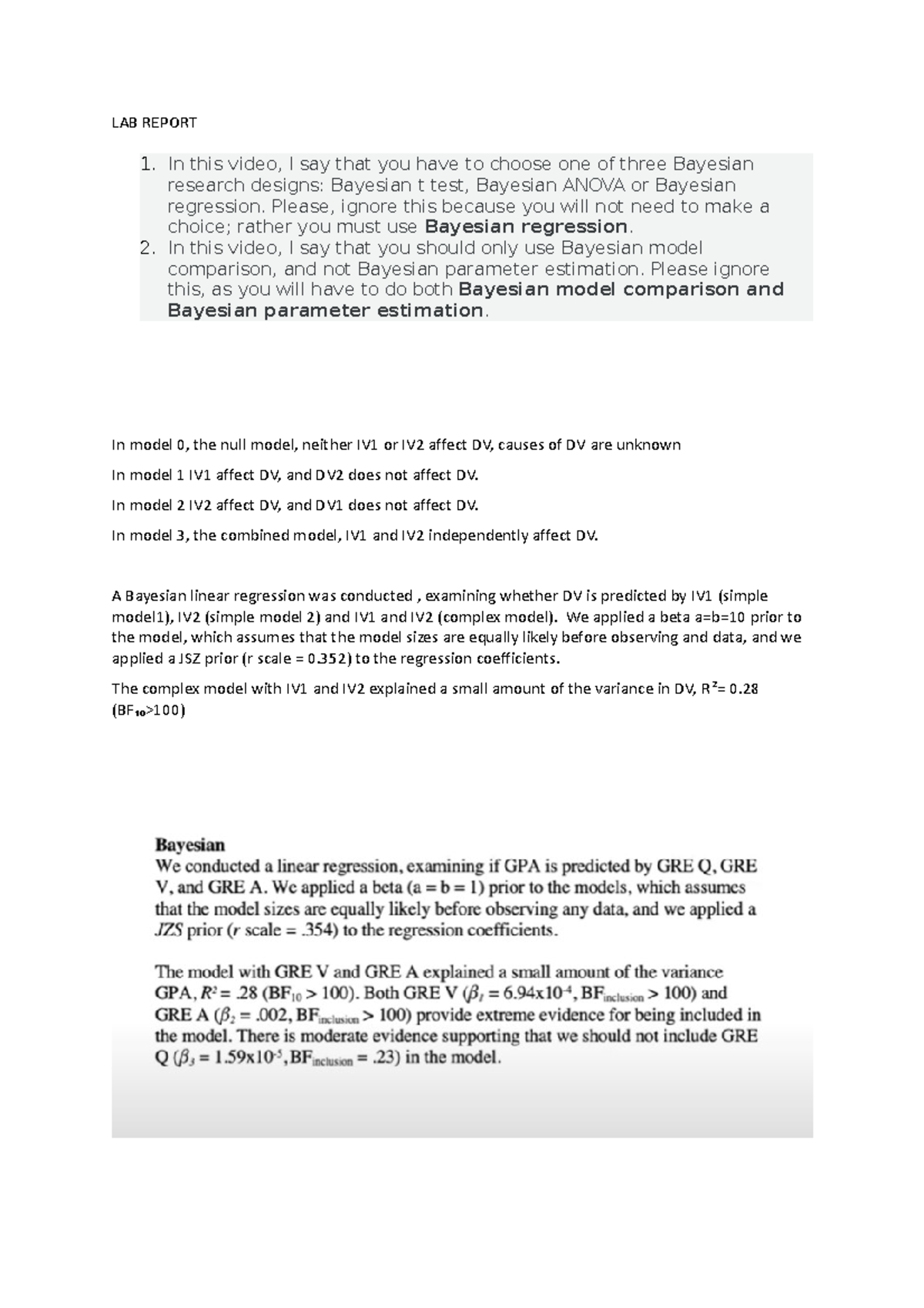 Lab report - draft RF 2Oct23 - LAB REPORT 1. In this video, I say that ...