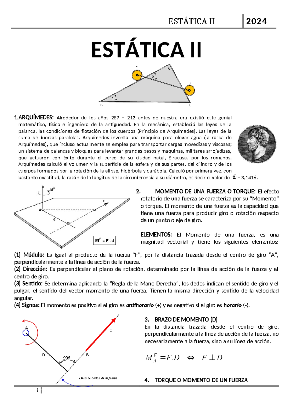 Estática II escolar - ejemplitos, ejemplos, ejercicios, problemas, examen - ESTÁTICA II 1ÍMEDES ...