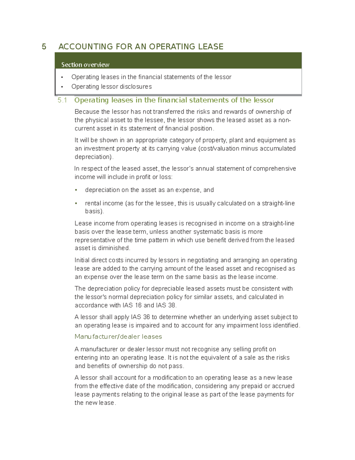 Accounting For An Operating Lease - 5 ACCOUNTING FOR AN OPERATING LEASE ...