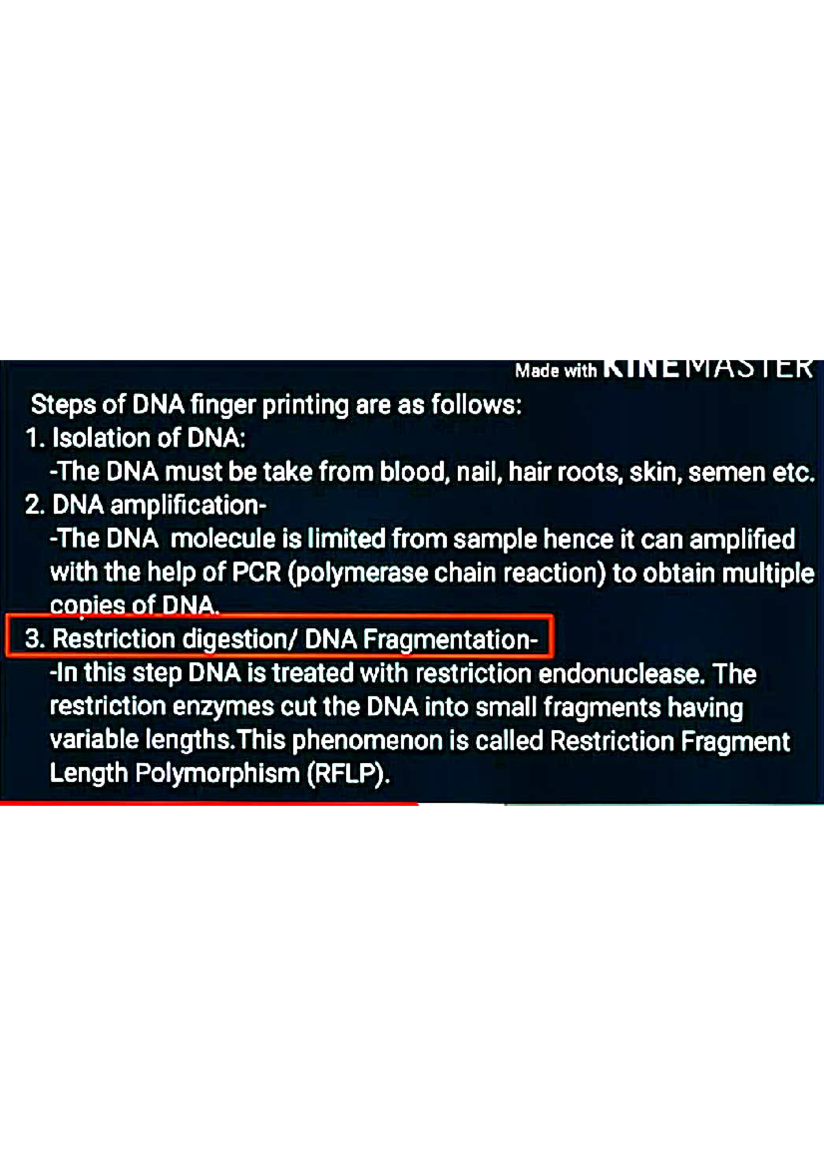 DNA fingerprinting class 12 - Made with KINE MASTER Steps of DNA finger ...