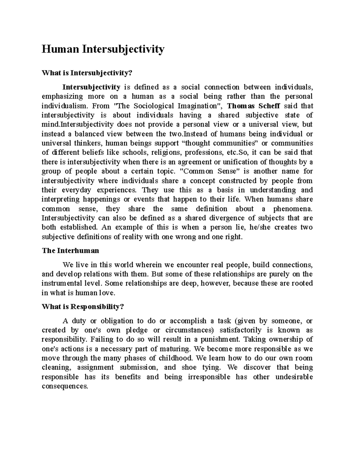 Human intersubjectivity - Human Intersubjectivity What is ...