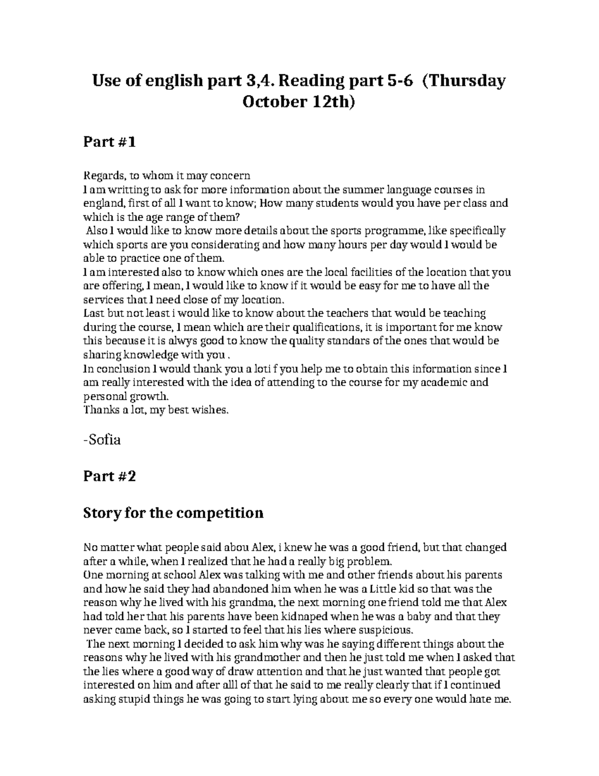 Use of english part 3 oct 12 - Use of english part 3,4. Reading part 5 ...