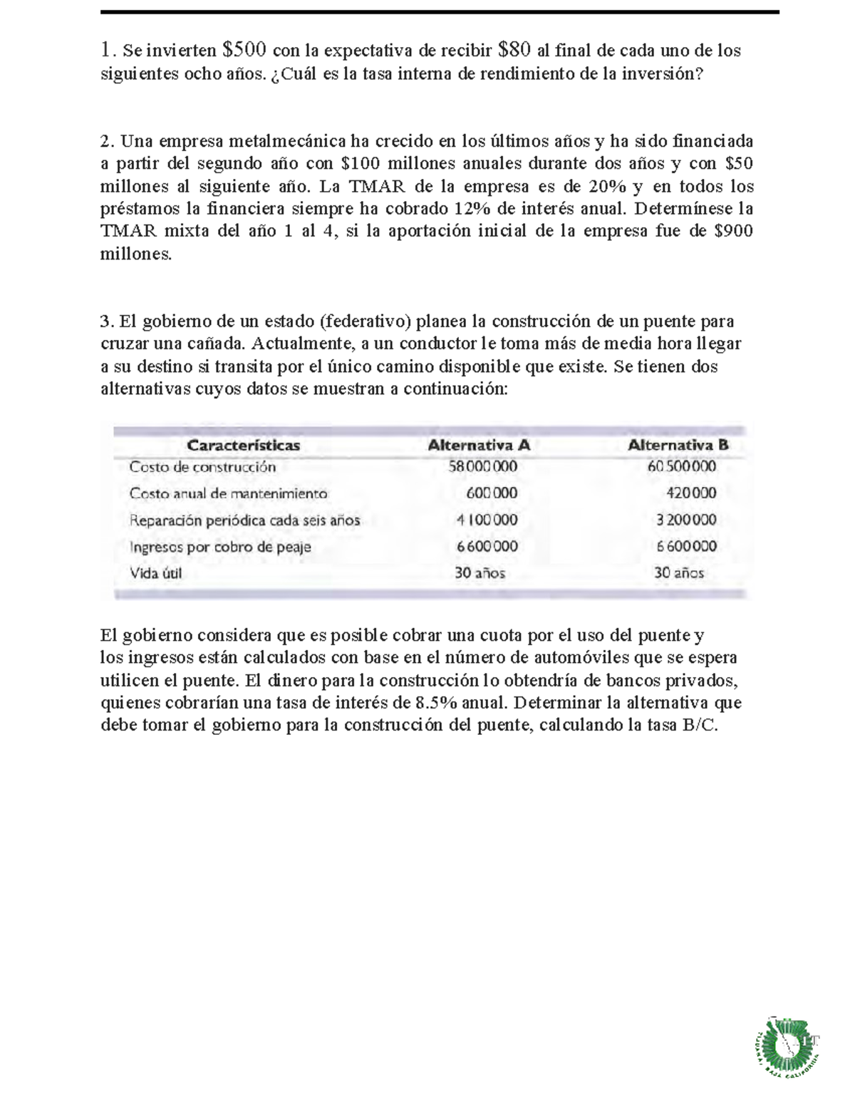 Ejercicios TMAR B-C - informacion de soporte - 1. Se invierten $500 con ...