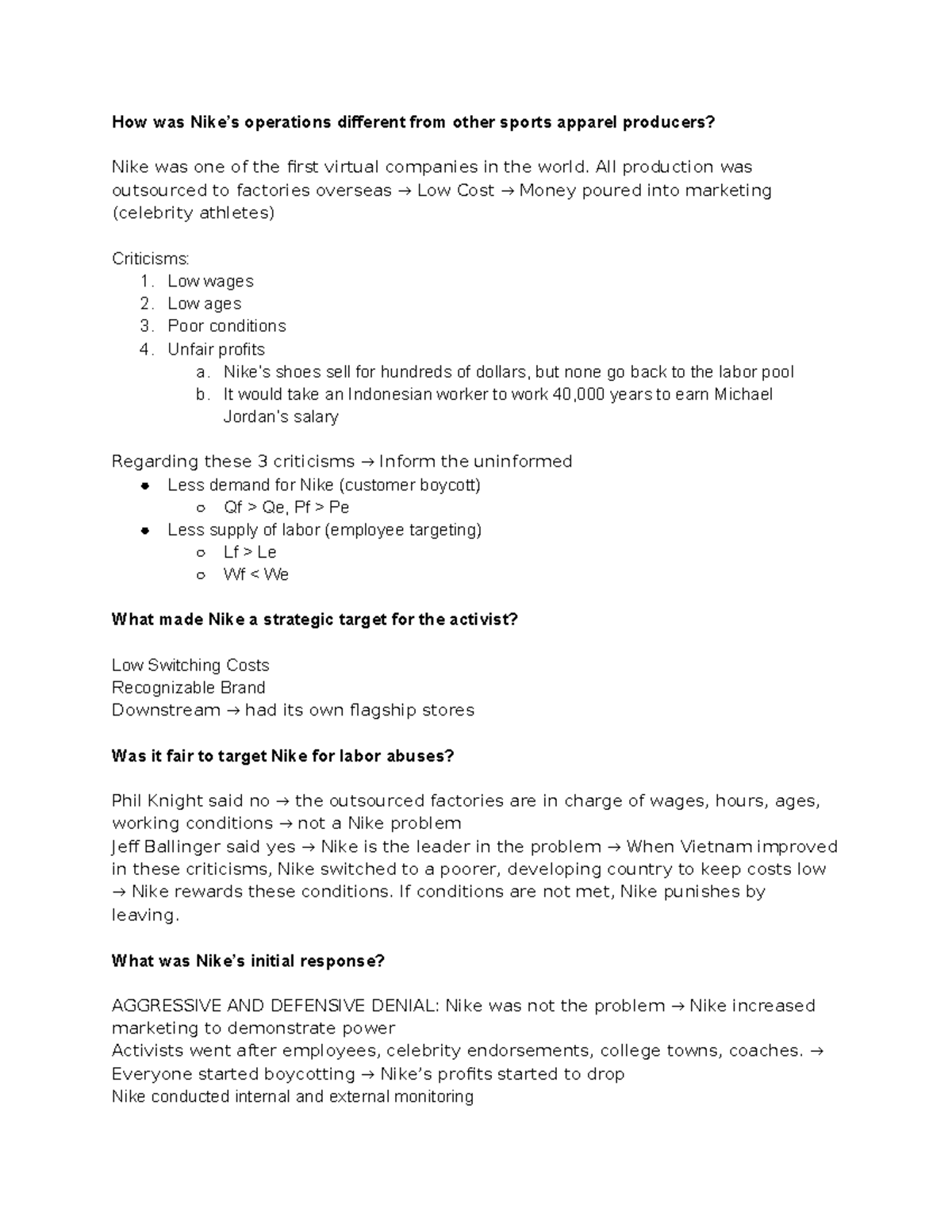 Nike Case Discussion - BUS-G 202 Business, Government and Society ...