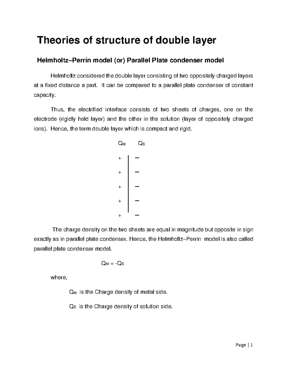 Structure of double layer Models - Theories of structure of double ...