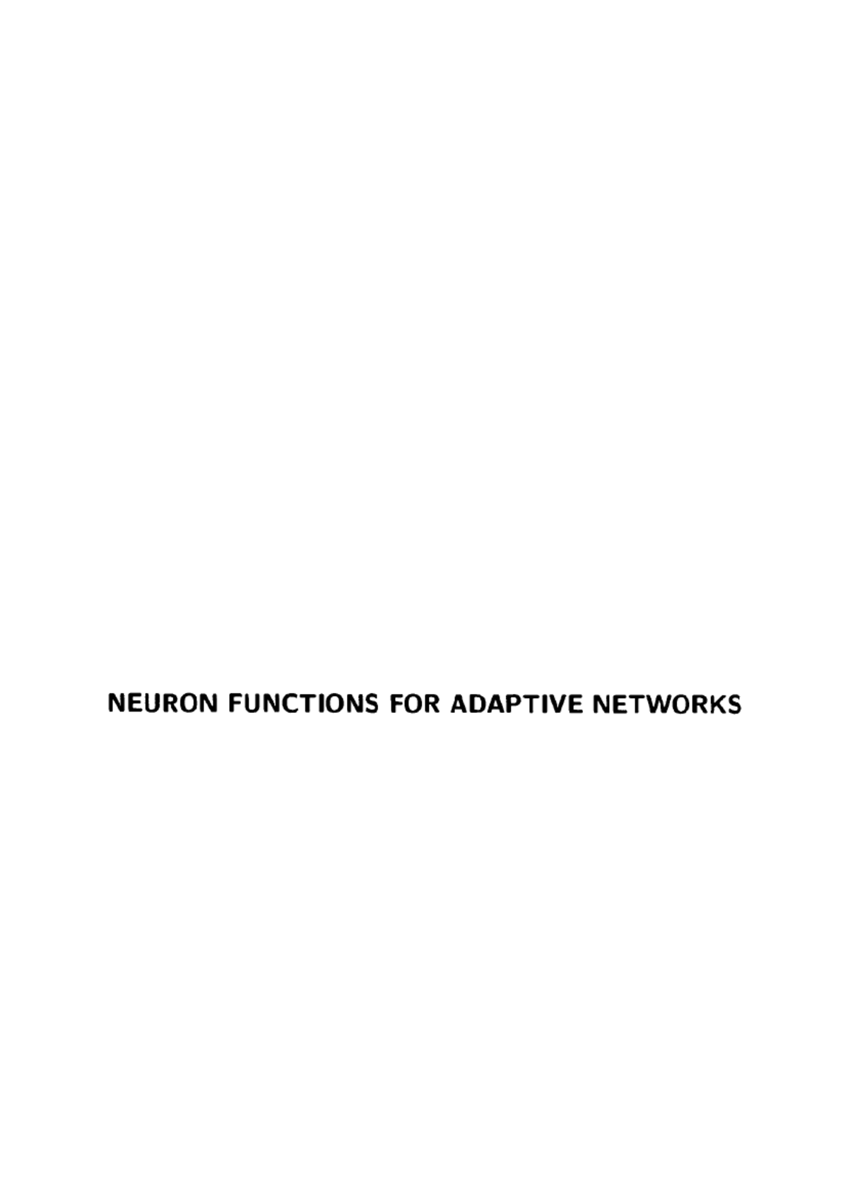 SOFT Computing Notes UNIT 4 and UNIT 5 - NEURON FUNCTIONS FOR ADAPTIVE ...