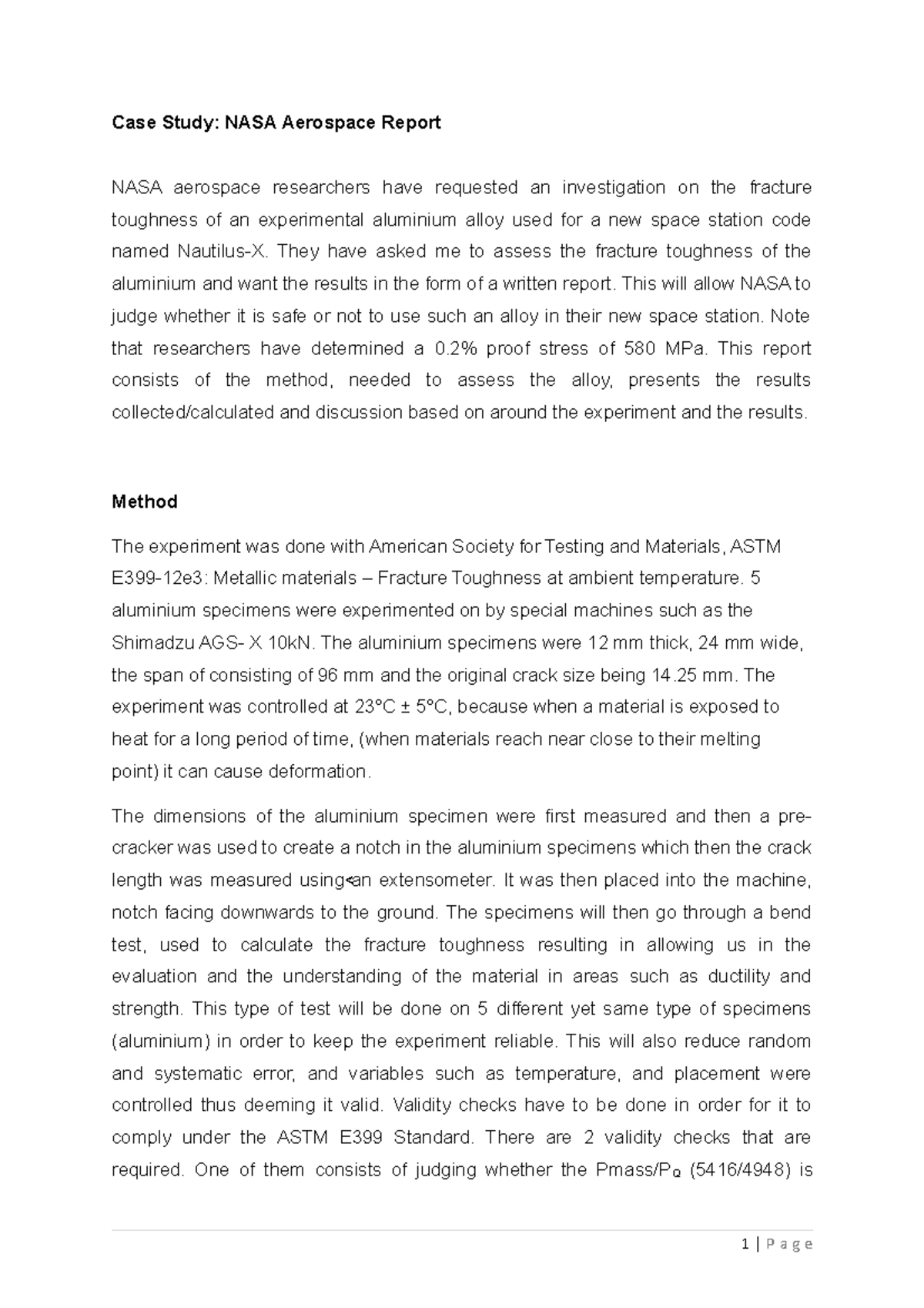 NASA Aerospace Report - Grade: C - Case Study: NASA Aerospace Report ...