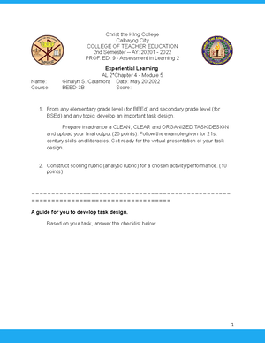 Chapter 4 - Module 5 - Process-Oriented Performance-Based Assessment - Chapter 4 - Performance ...