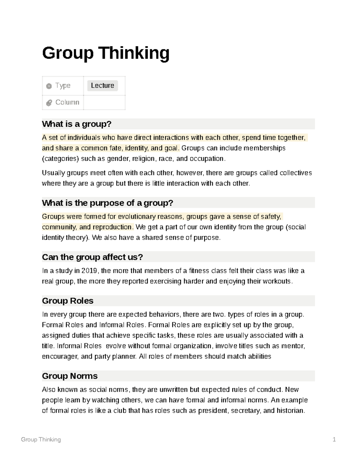 Group Thinking - Groups can include memberships (categories) such as ...