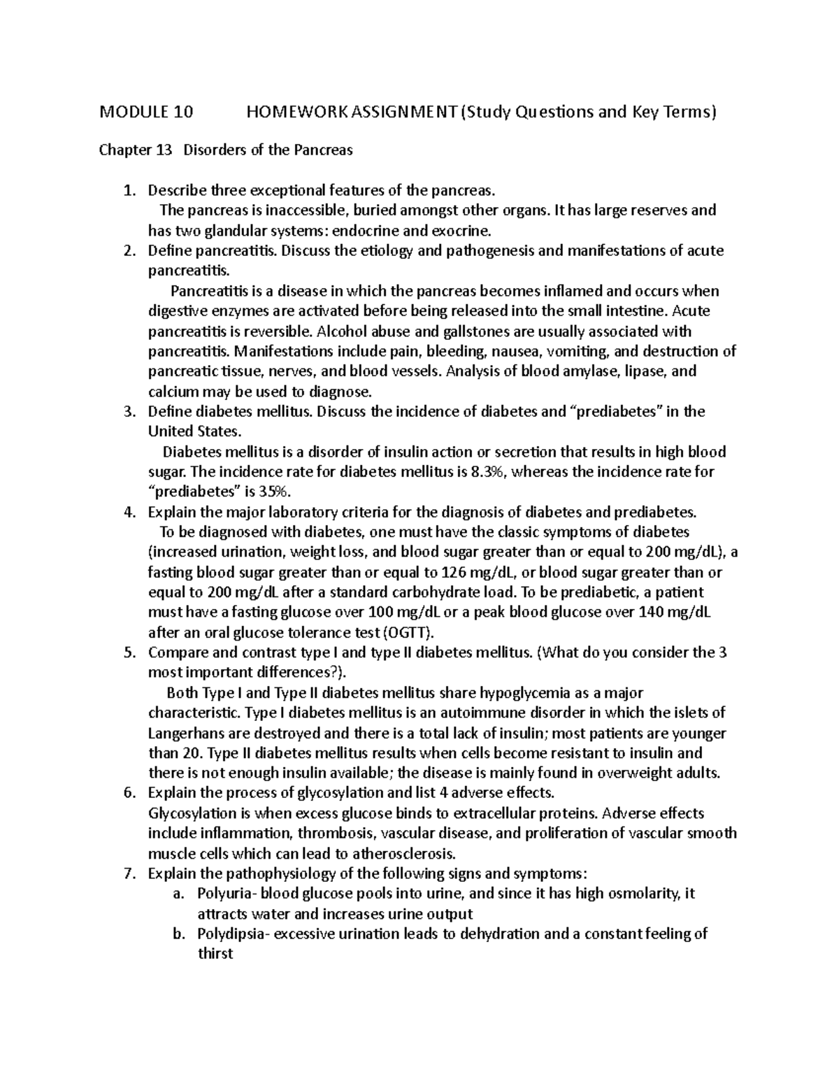 Pathophysiology Hmwrk 10 - MODULE 10 HOMEWORK ASSIGNMENT (Study ...