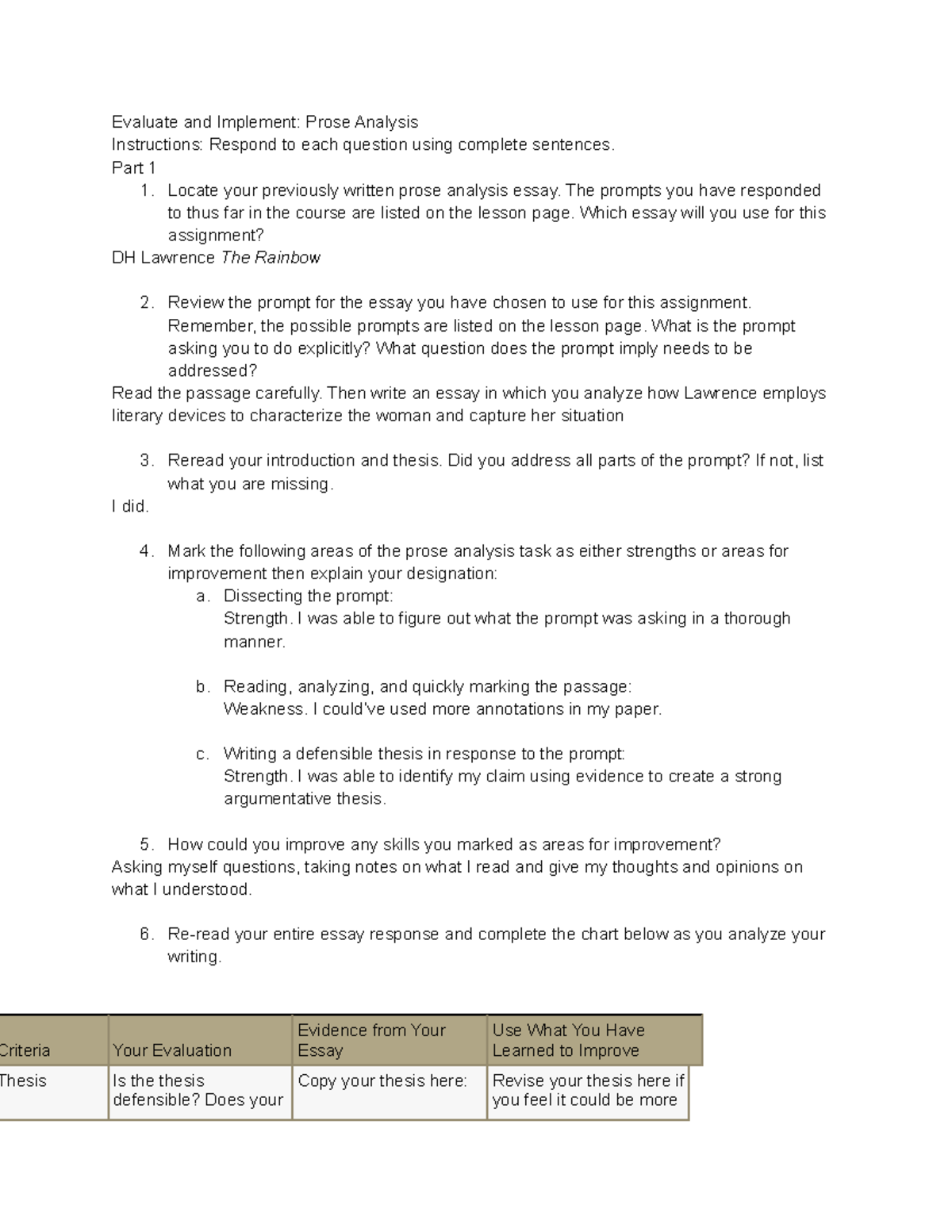 07.08 Evaluate and Implement Prose - Evaluate and Implement: Prose Analysis Instructions ...