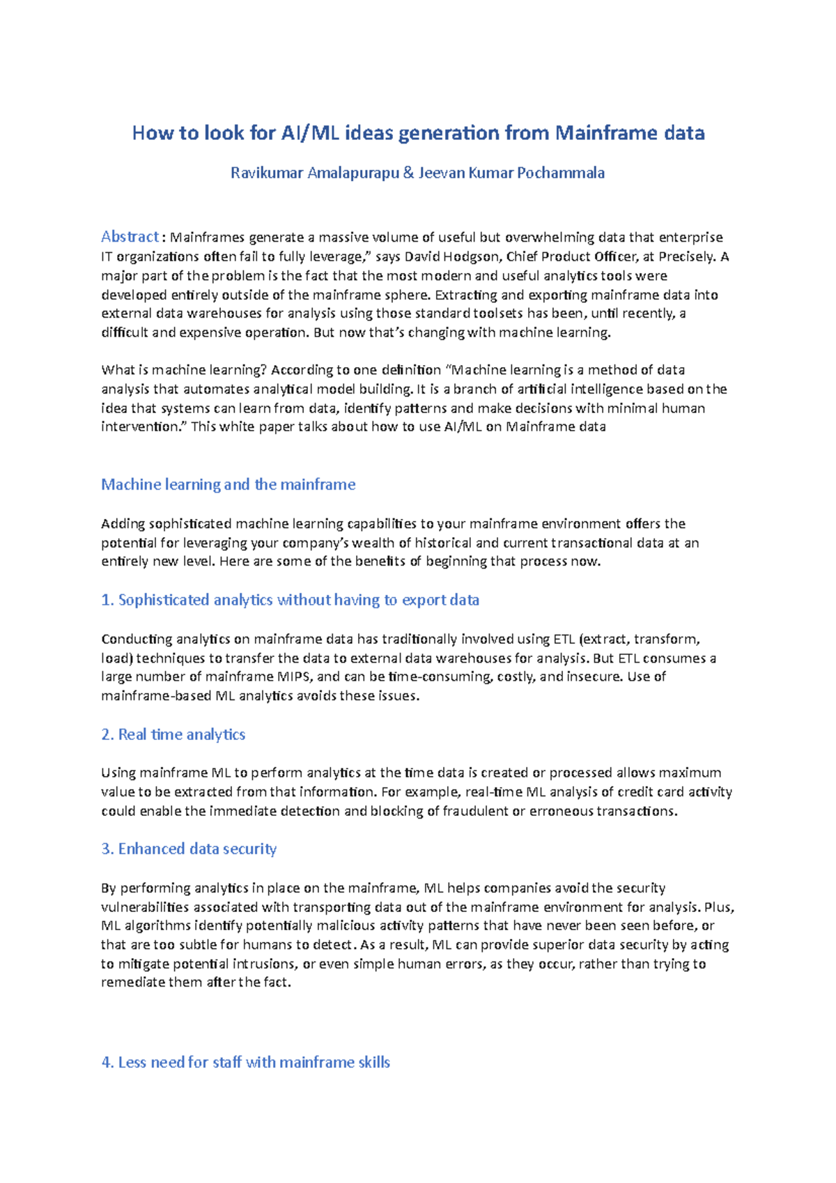 White paper MF AIML - How to look for AI/ML ideas generation from ...