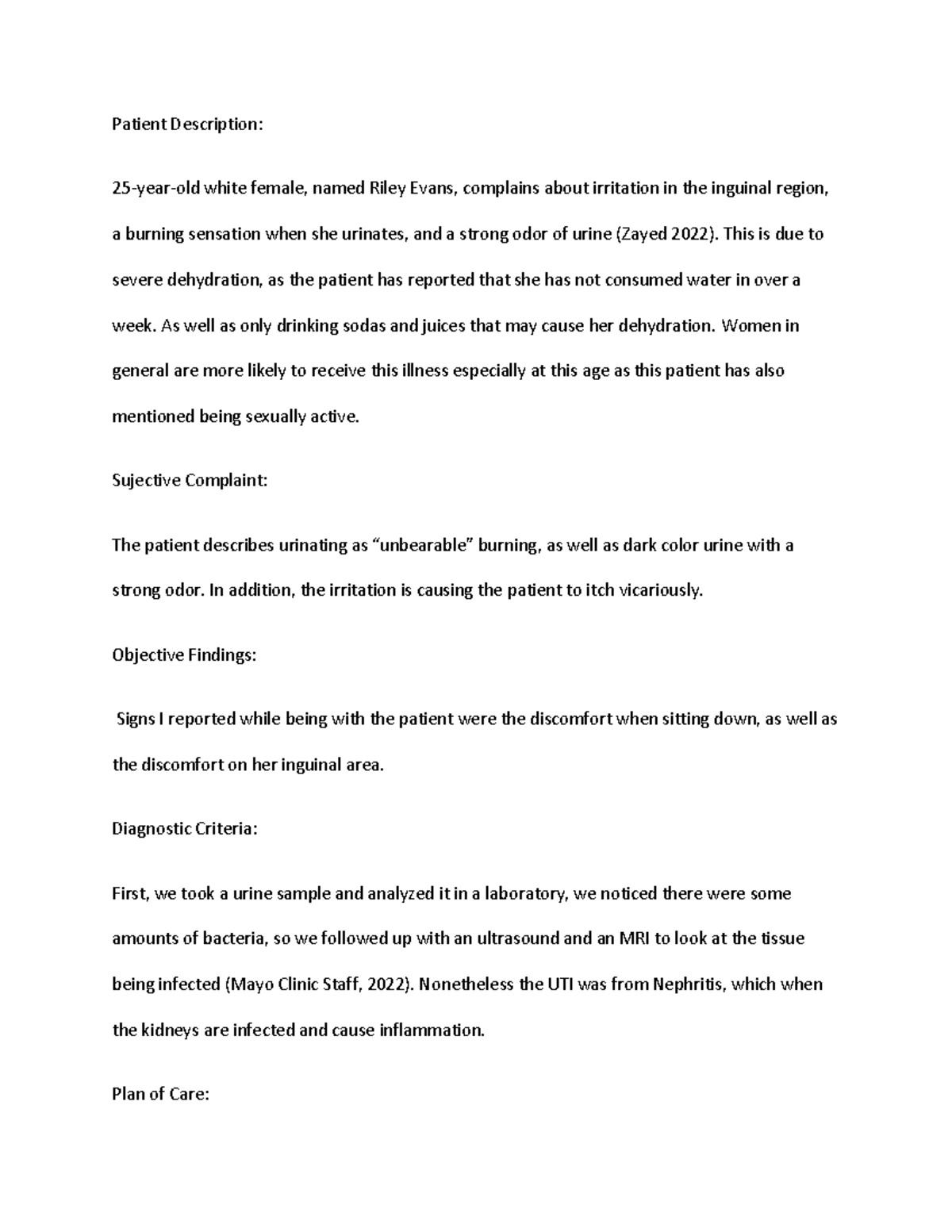 Case study - foundational work for this class - Patient Description: 25 ...