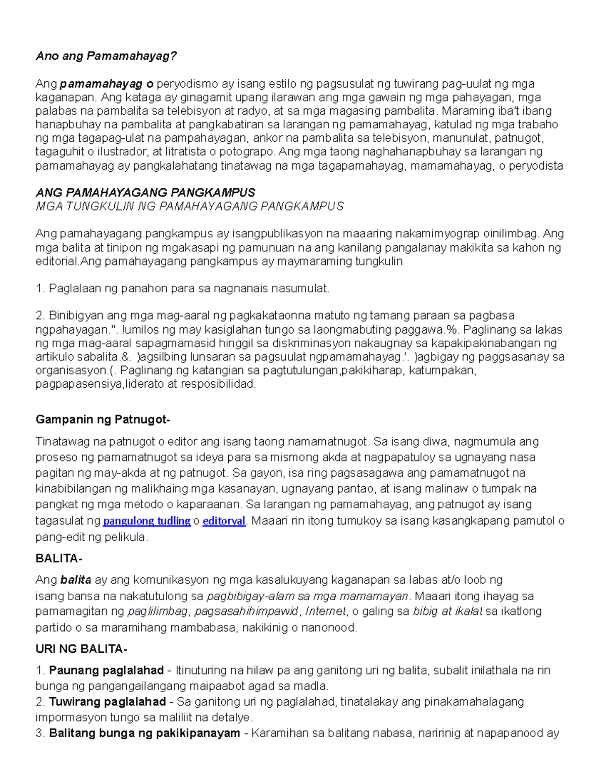 297452678 Uri ng Pamamahayag - Ano ang Pamamahayag? Ang pamamahayag o ...