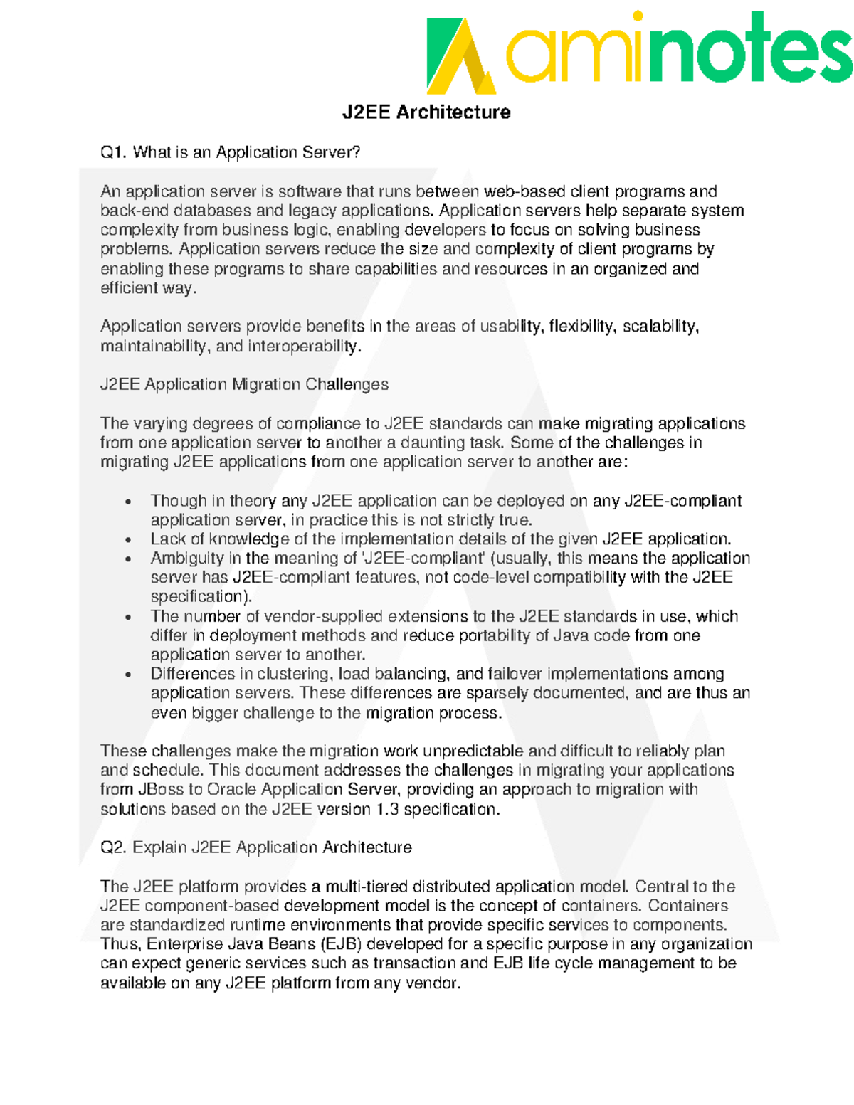 J2EE, RMI and JDBC - J2EE, RMI and JDBC - J2EE Architecture Q1. What is ...