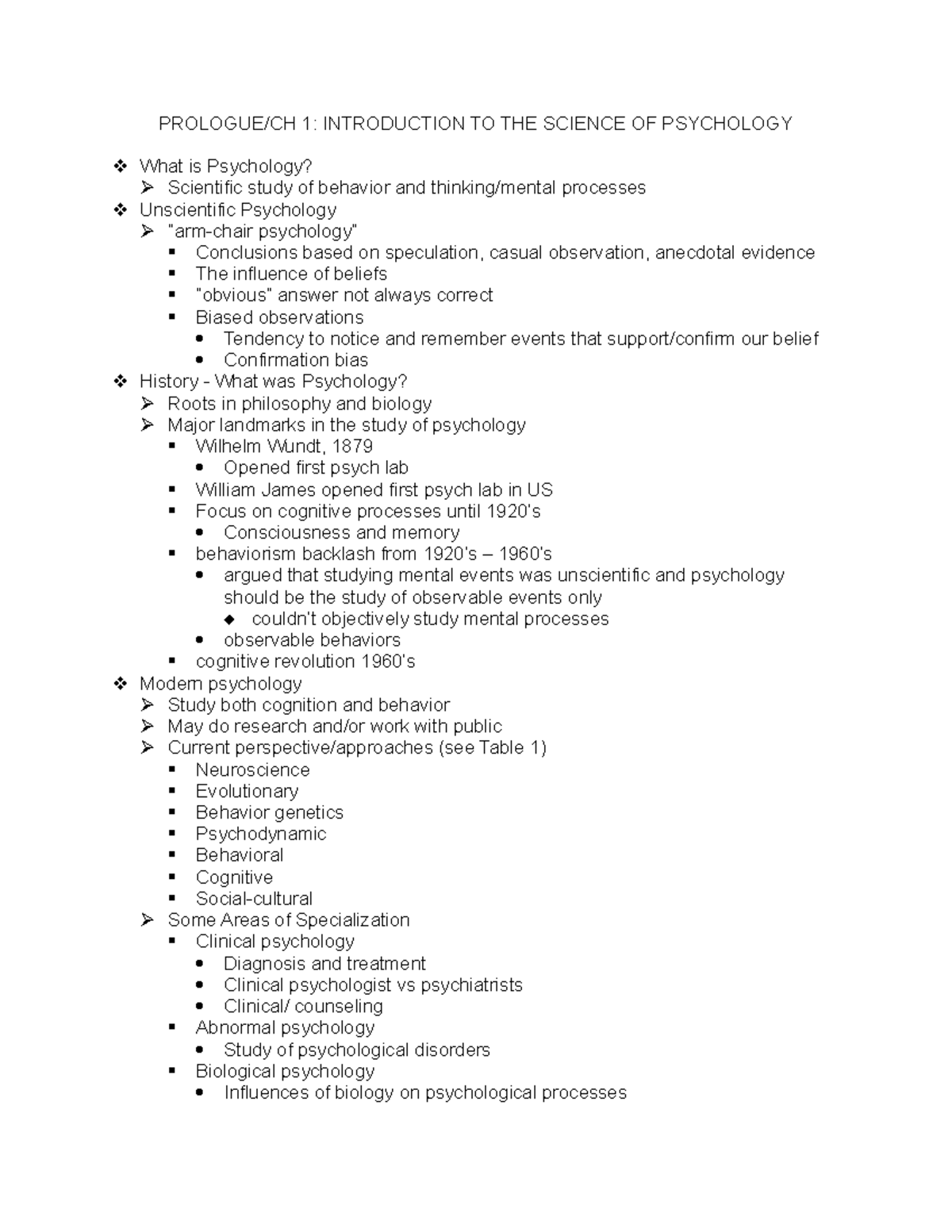 Chapter 1: INTRODUCTION TO THE SCIENCE OF PSYCHOLOGY - PROLOGUE/CH 1 ...