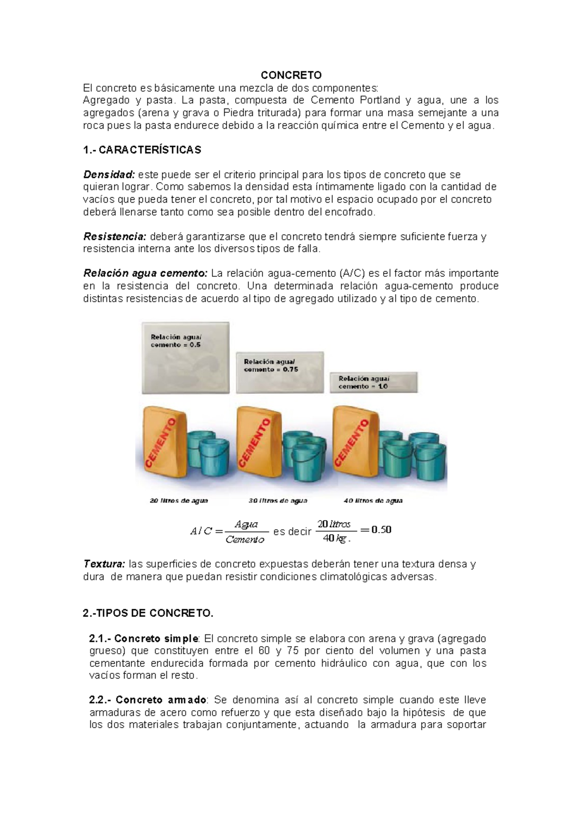 concreto-caracteristicas - CONCRETO El concreto es básicamente una ...