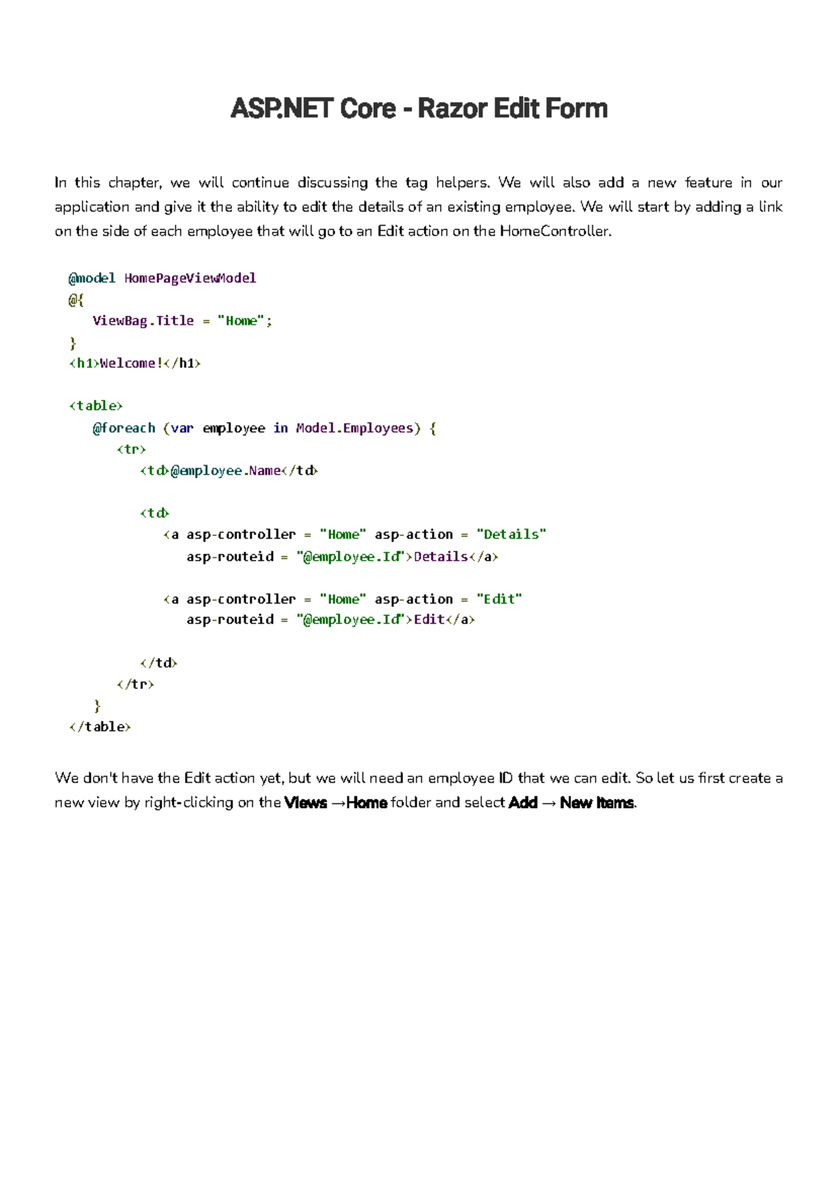 Asp Core Chapter 8 Asp Core Razor Edit Form In This Chapter