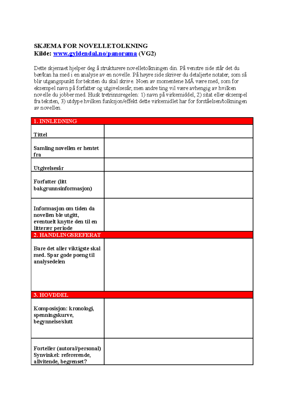 Skjema FOR Novelletolkning - SKJEMA FOR NOVELLETOLKNING Kilde ...