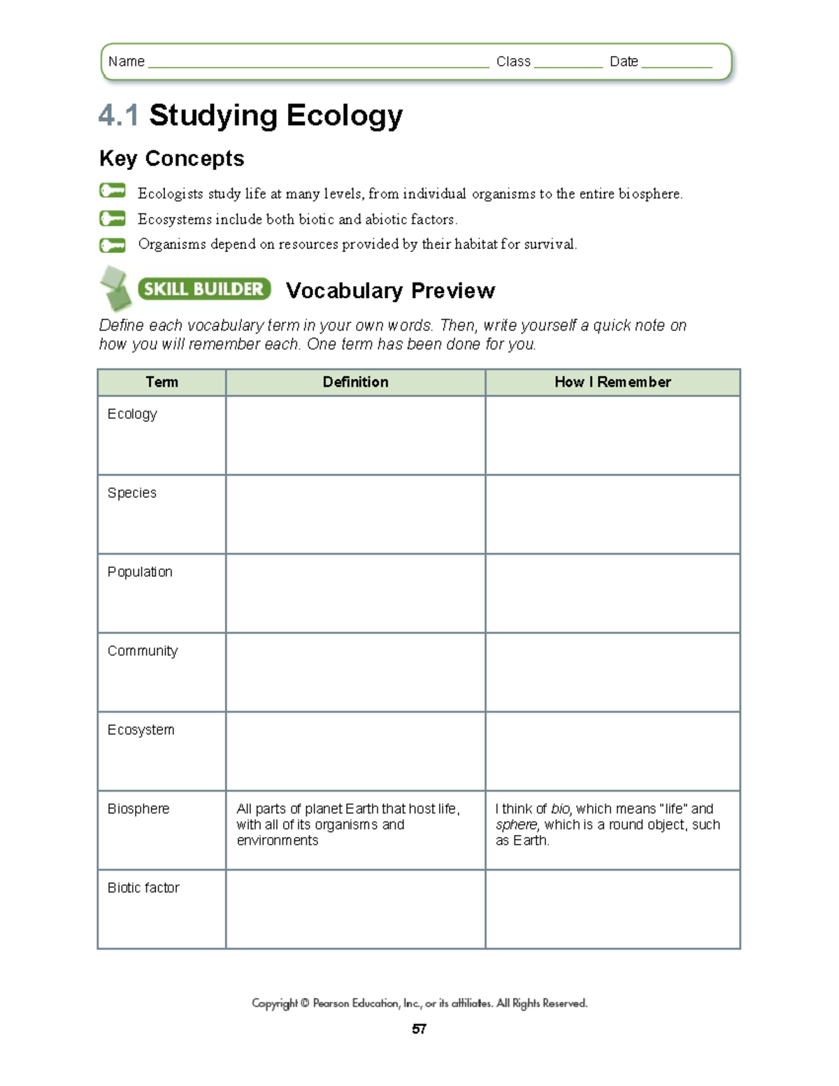 4.1 Study Ecology Vocab Preview - 4 Studying Ecology Key Concepts ...