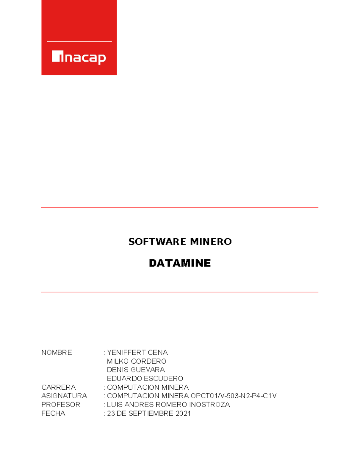 informe tecnico sobre uso de datamine - Ingeniería Mina SOFTWARE MINERO ...