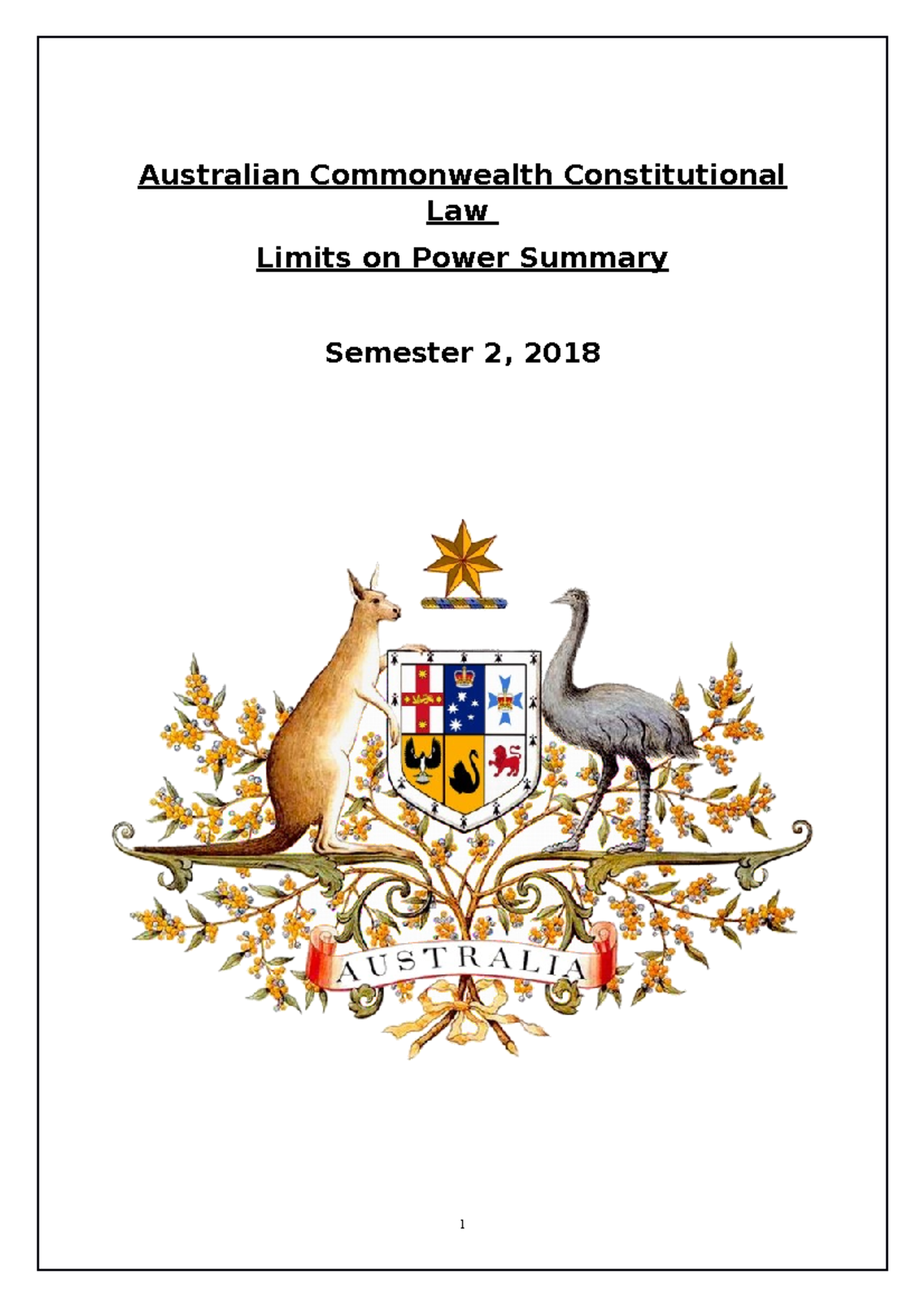 Com Con Summary Final - Australian Commonwealth Constitutional Law ...