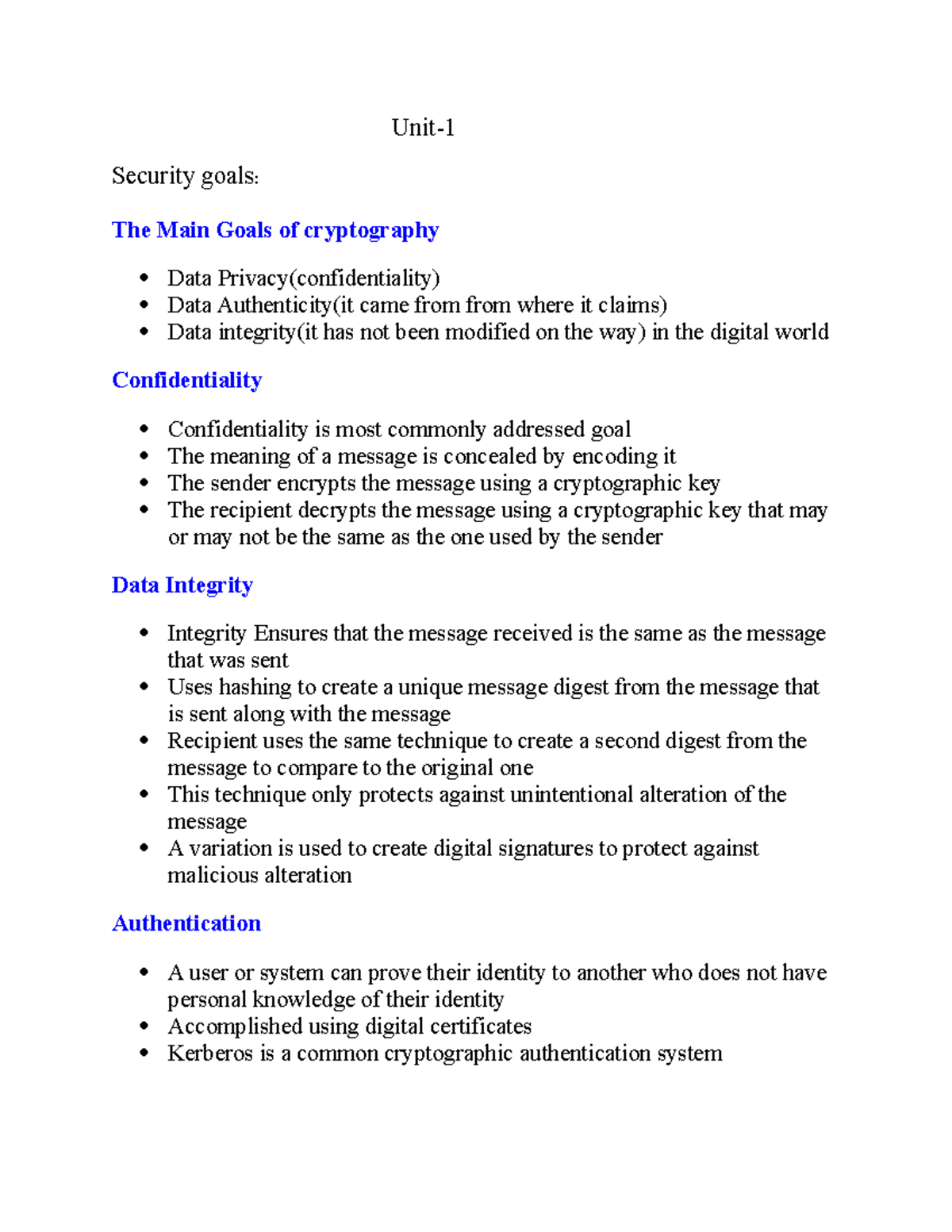 Unit-1 cns - gdseg - Unit- Security goals: The Main Goals of ...