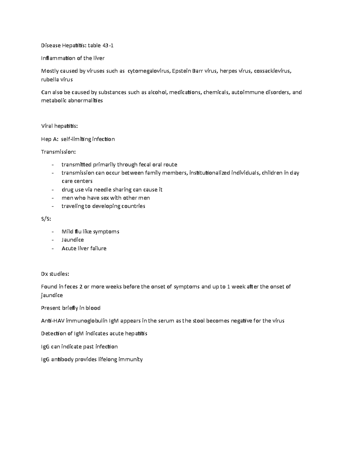 Hepatitis concept map - Disease Hepatitis: table 43- Inflammation of ...